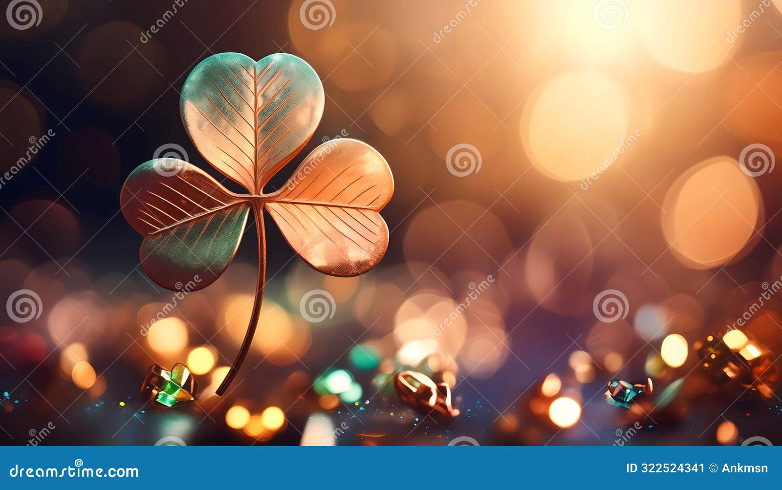 Four-Leaf Clover in Front of Bokeh Lights Stock Illustration ...