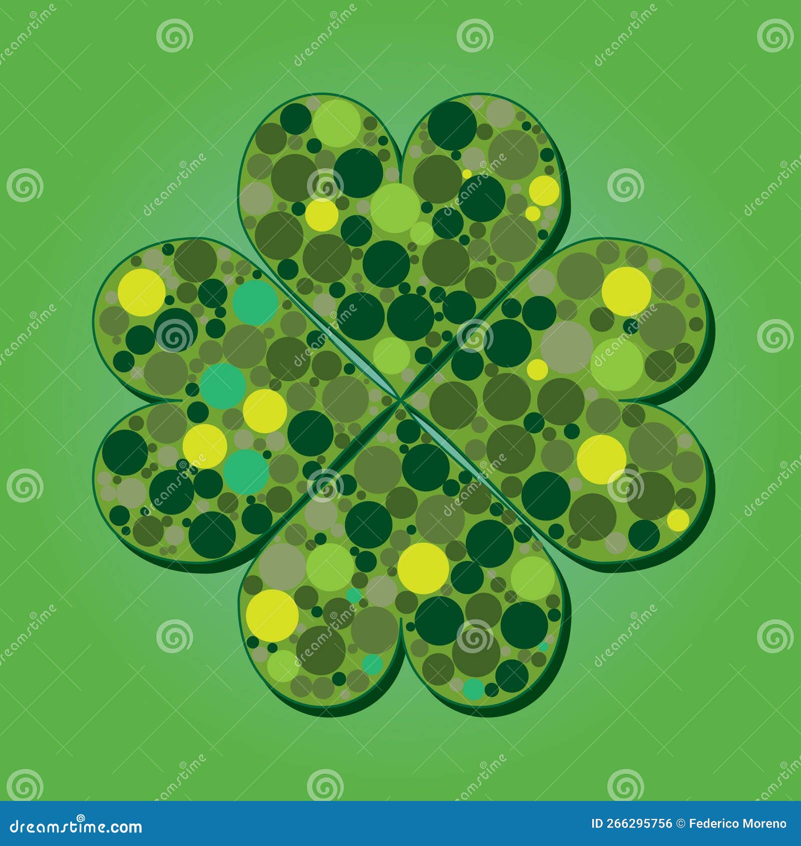 Four Leaf Clover Icon. Clover Silhouette Filled with Dots. St Stock ...