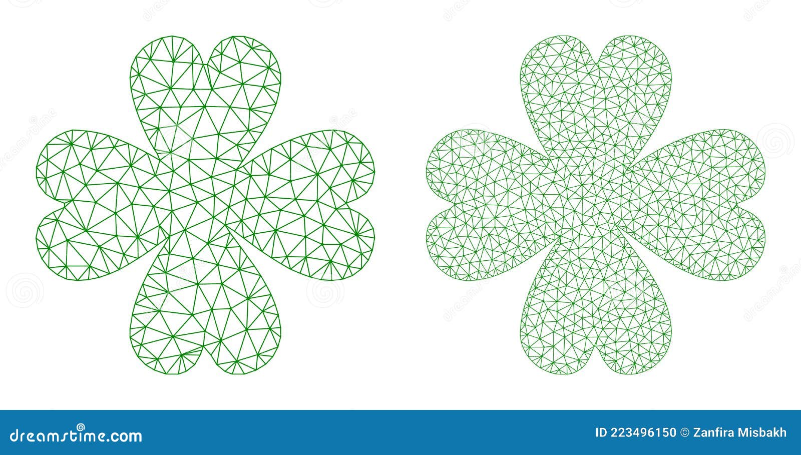Four Leaf Clover Icons - Vector Triangular Mesh Stock Vector ...