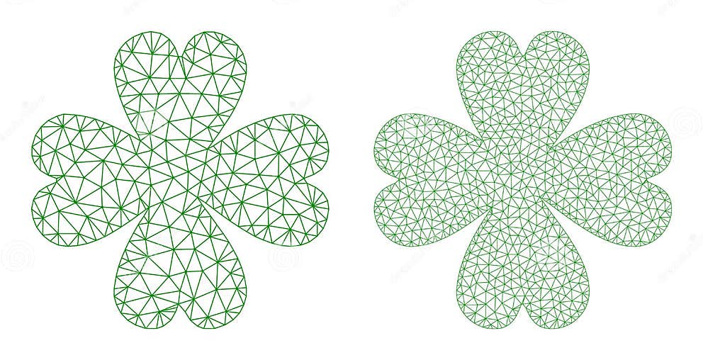 Four Leaf Clover Icons - Vector Triangular Mesh Stock Vector ...
