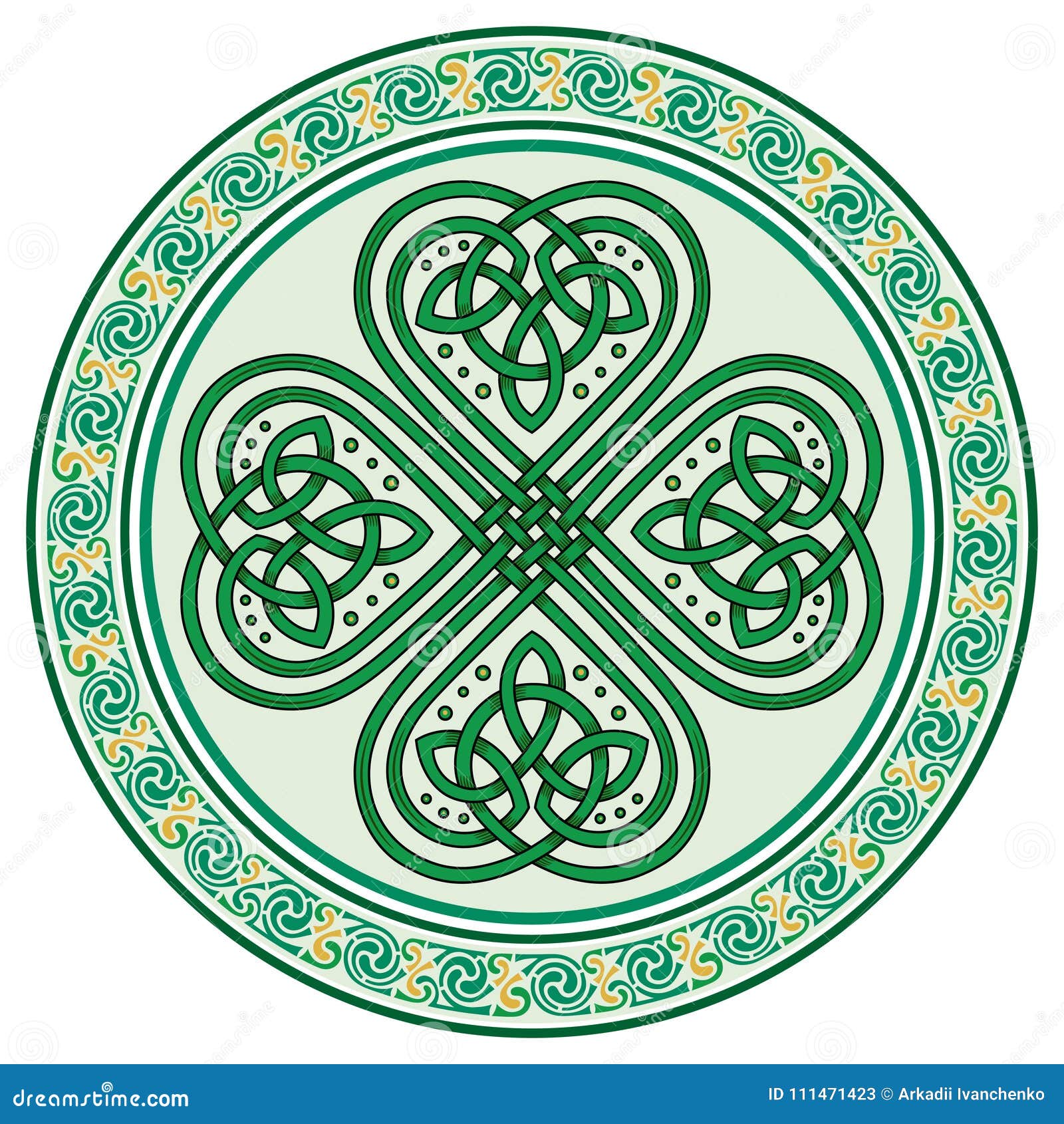 Four-leaf Clover. Irish Symbol in the Celtic Style for the Feast of St ...