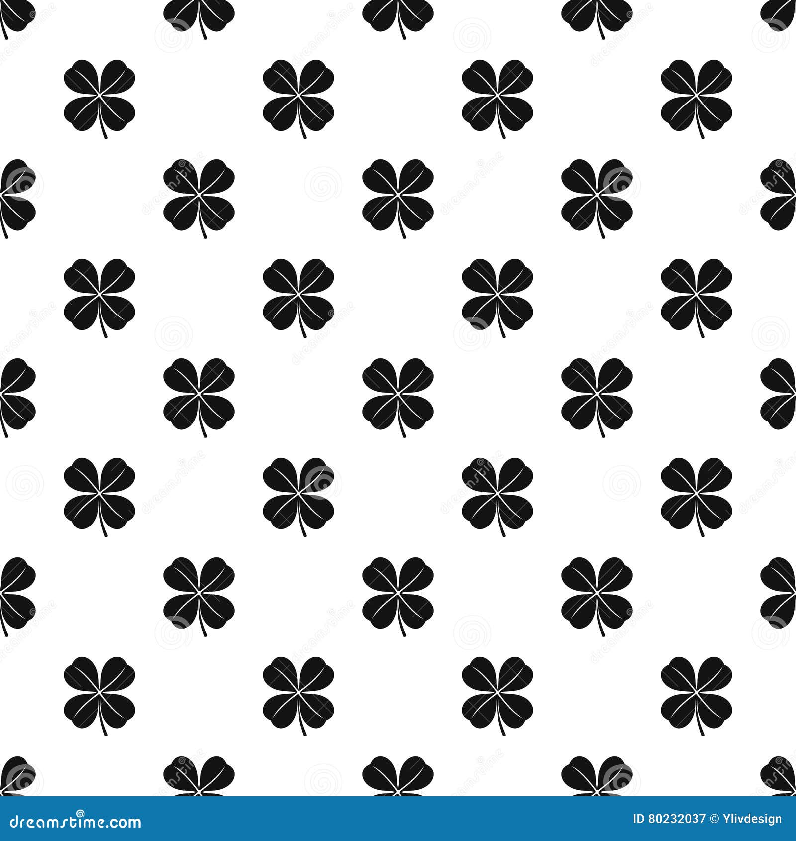 Four Leaf Clover Leaf Pattern, Simple Style Stock Vector - Illustration ...