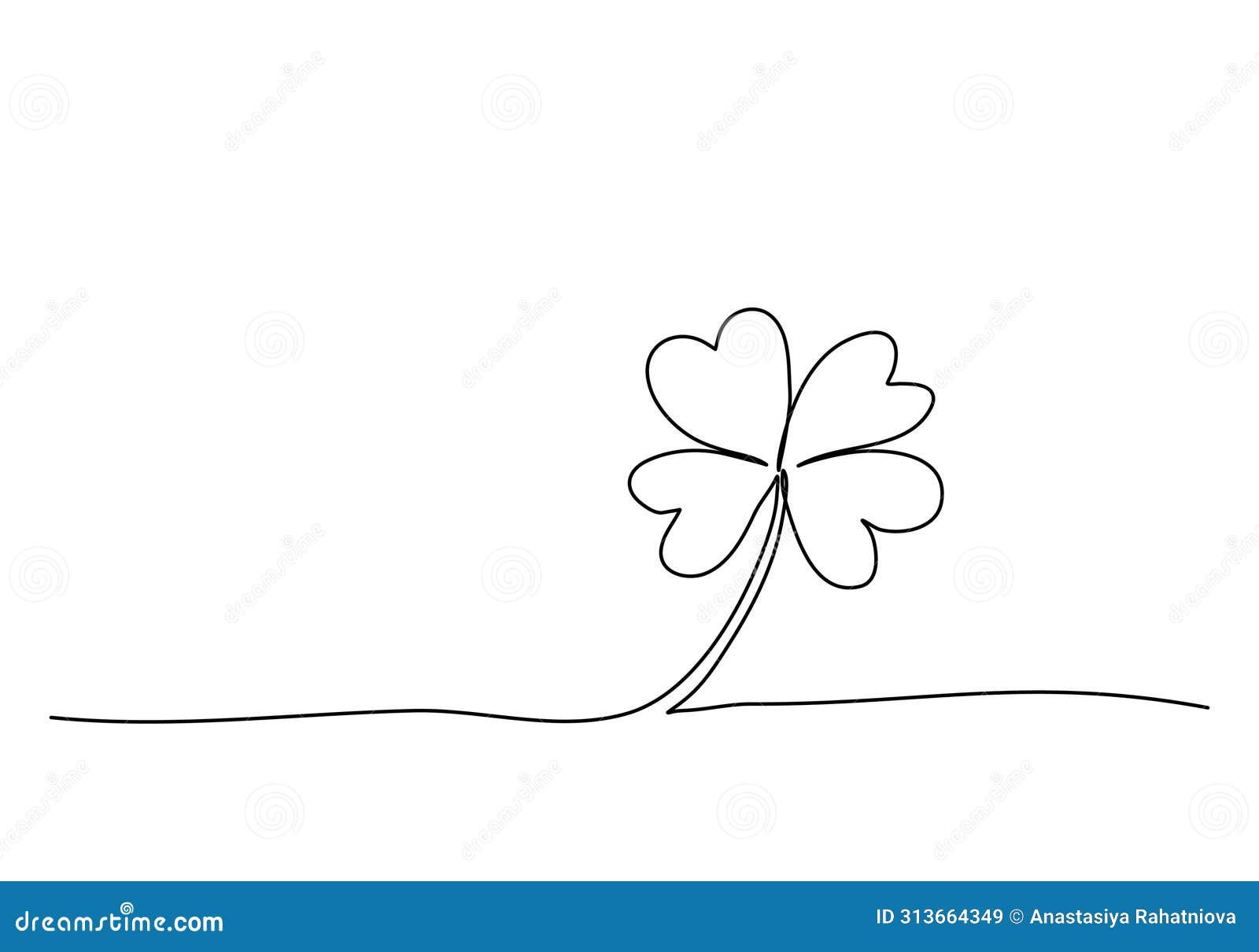 Four-leaf Clover, One Line Drawing Vector Illustration Stock Vector ...