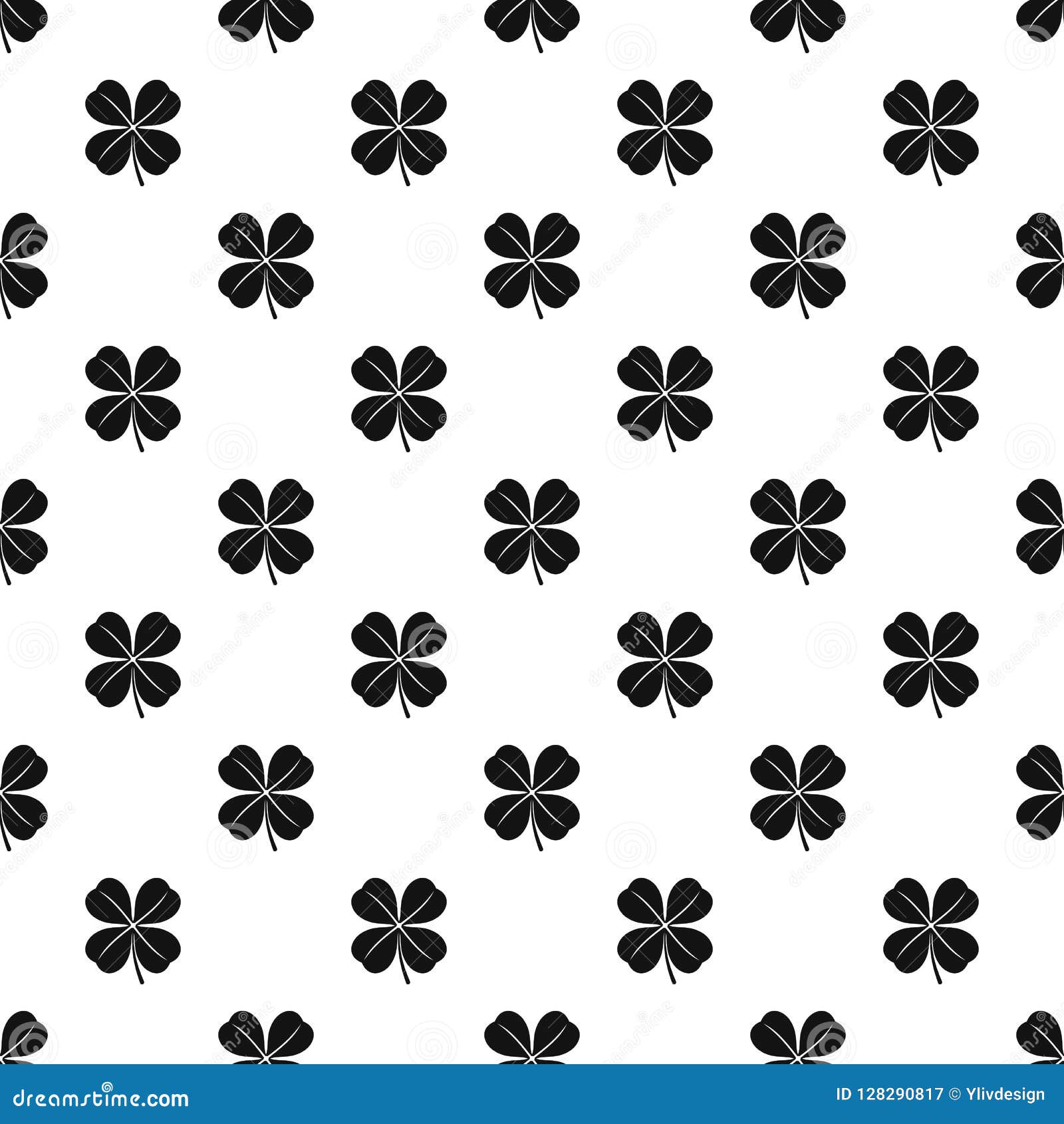 Four Leaf Clover Leaf Pattern, Simple Style Stock Illustration ...