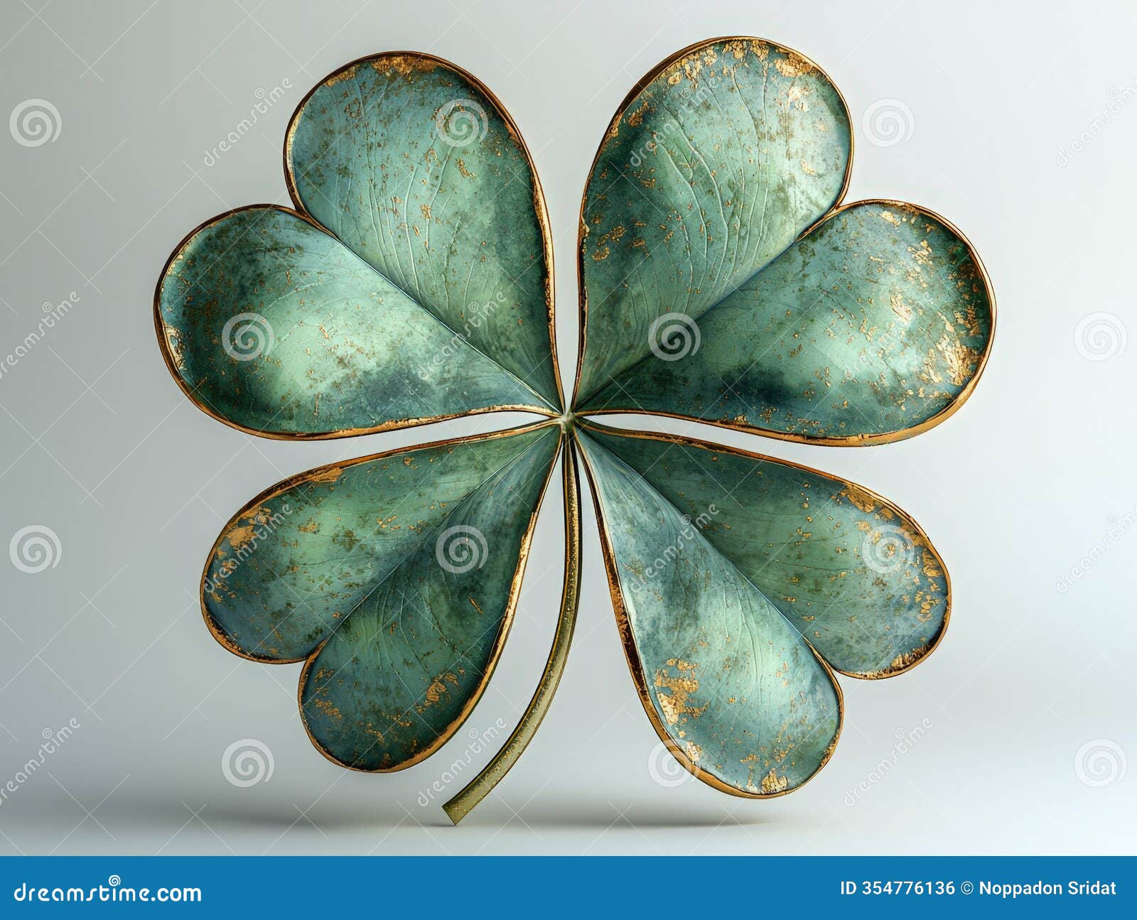 Four Leaf Clover Shaped Dish in Green Ceramic with Decorative Design ...
