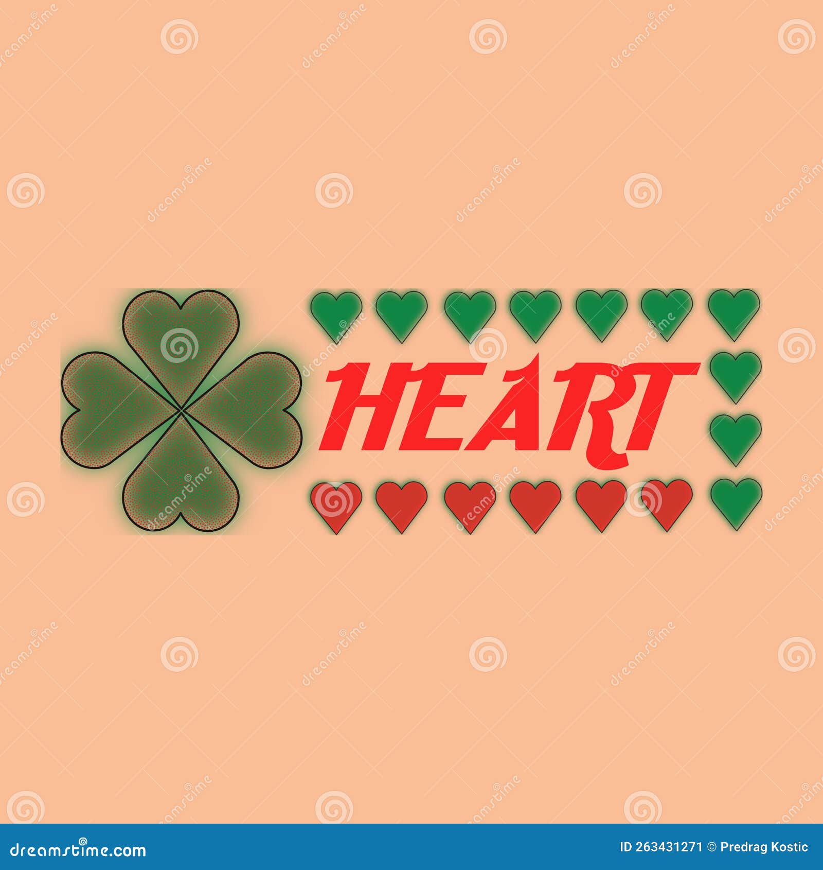 Four Leaf Clover and Text Heart Stock Illustration - Illustration of ...