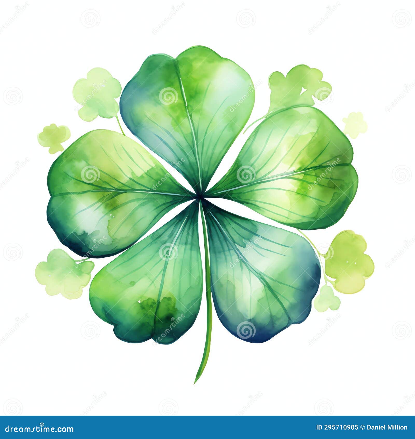 A Four Leaf Clover Watercolor Stock Illustration - Illustration of four ...