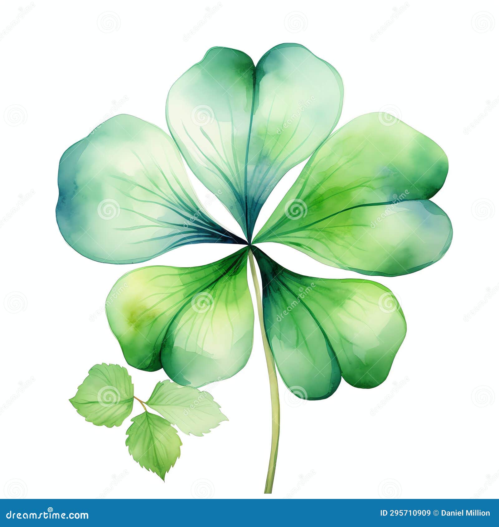 A Four Leaf Clover Watercolor Stock Illustration - Illustration of ...