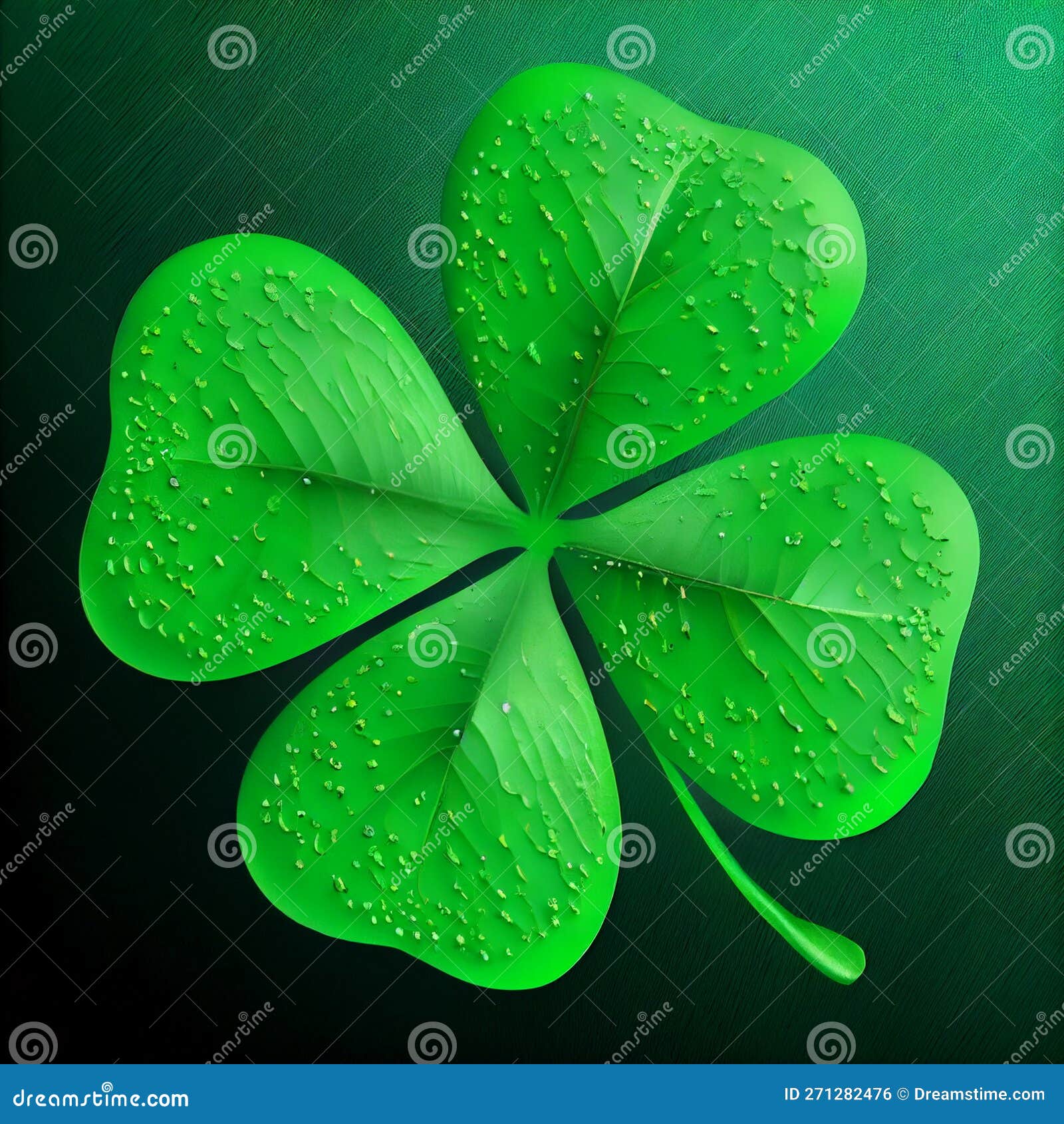 Four-leaf Realistic Lucky Clover Leaf on Dark Background. Art ...