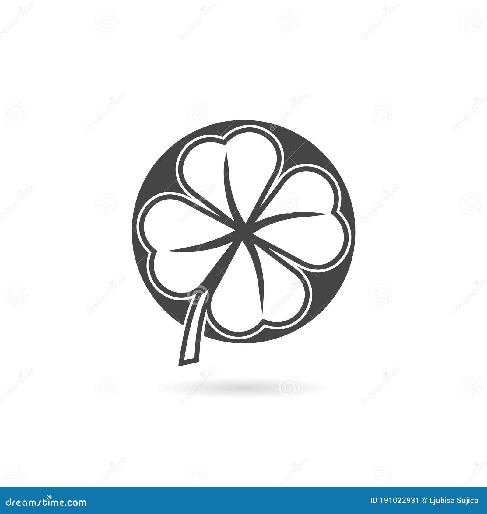 Four Leafed Shamrock Icon with Shadow Stock Vector - Illustration of ...