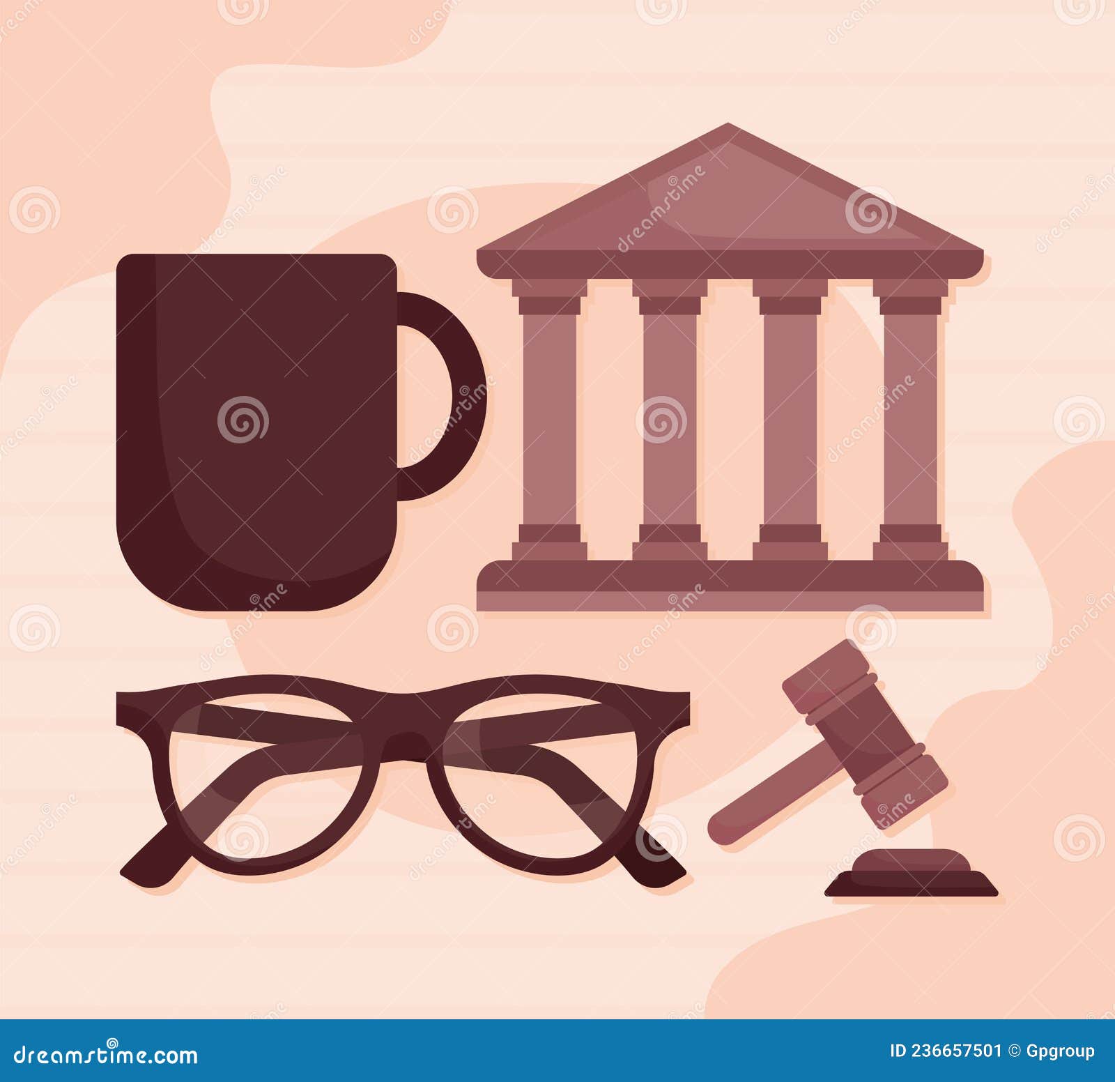 Four legal items stock vector. Illustration of auction - 236657501