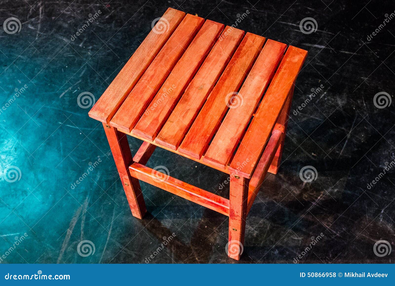 Four Legged Wooden Step Stool Over Black Stock Photo - Image of small ...