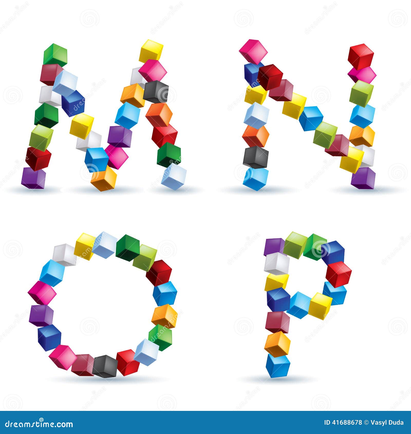 Four Letters Made of Colored Blocks Stock Vector - Illustration of ...