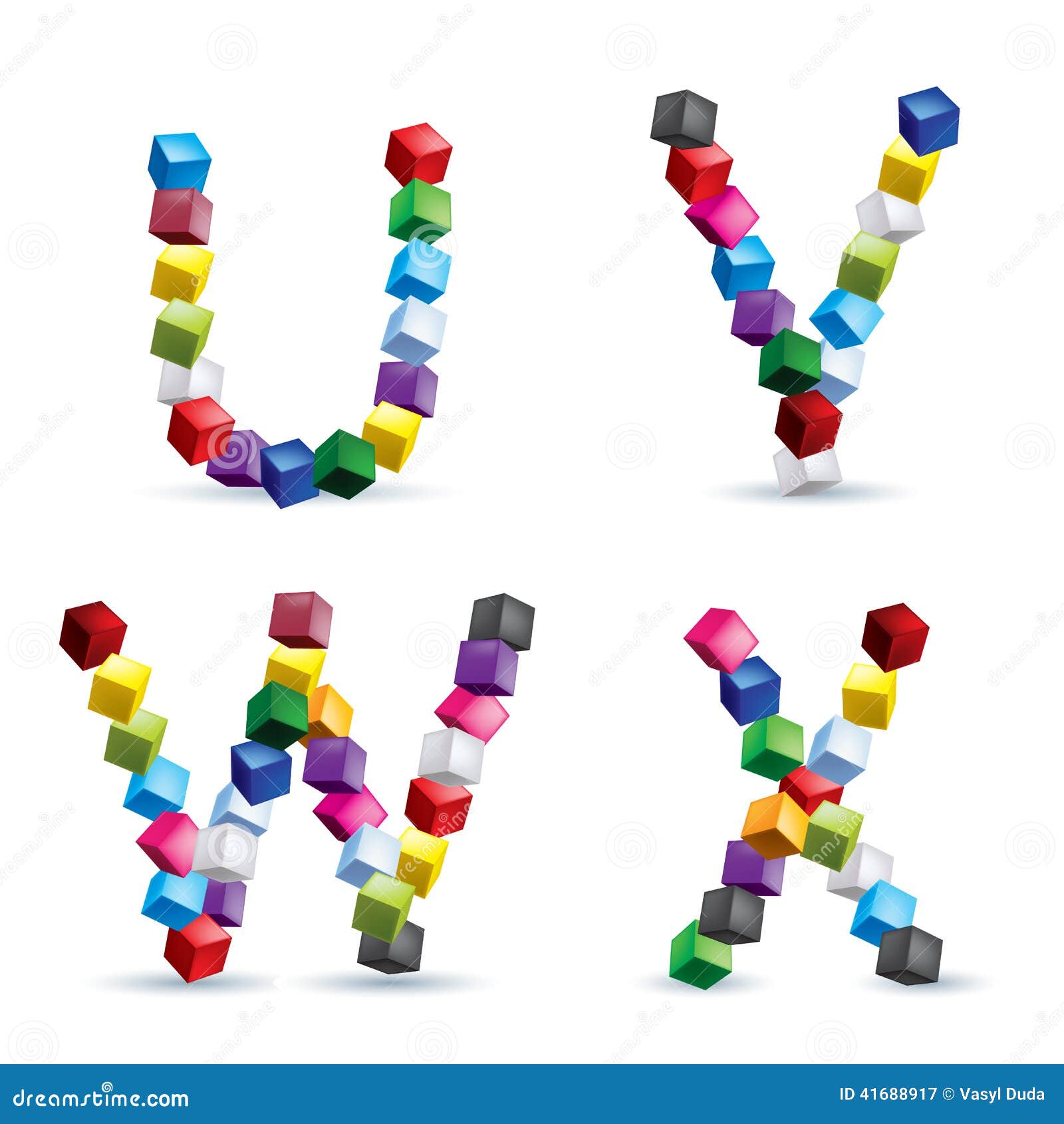 Four Letters Made of Colored Blocks Stock Vector - Illustration of ...