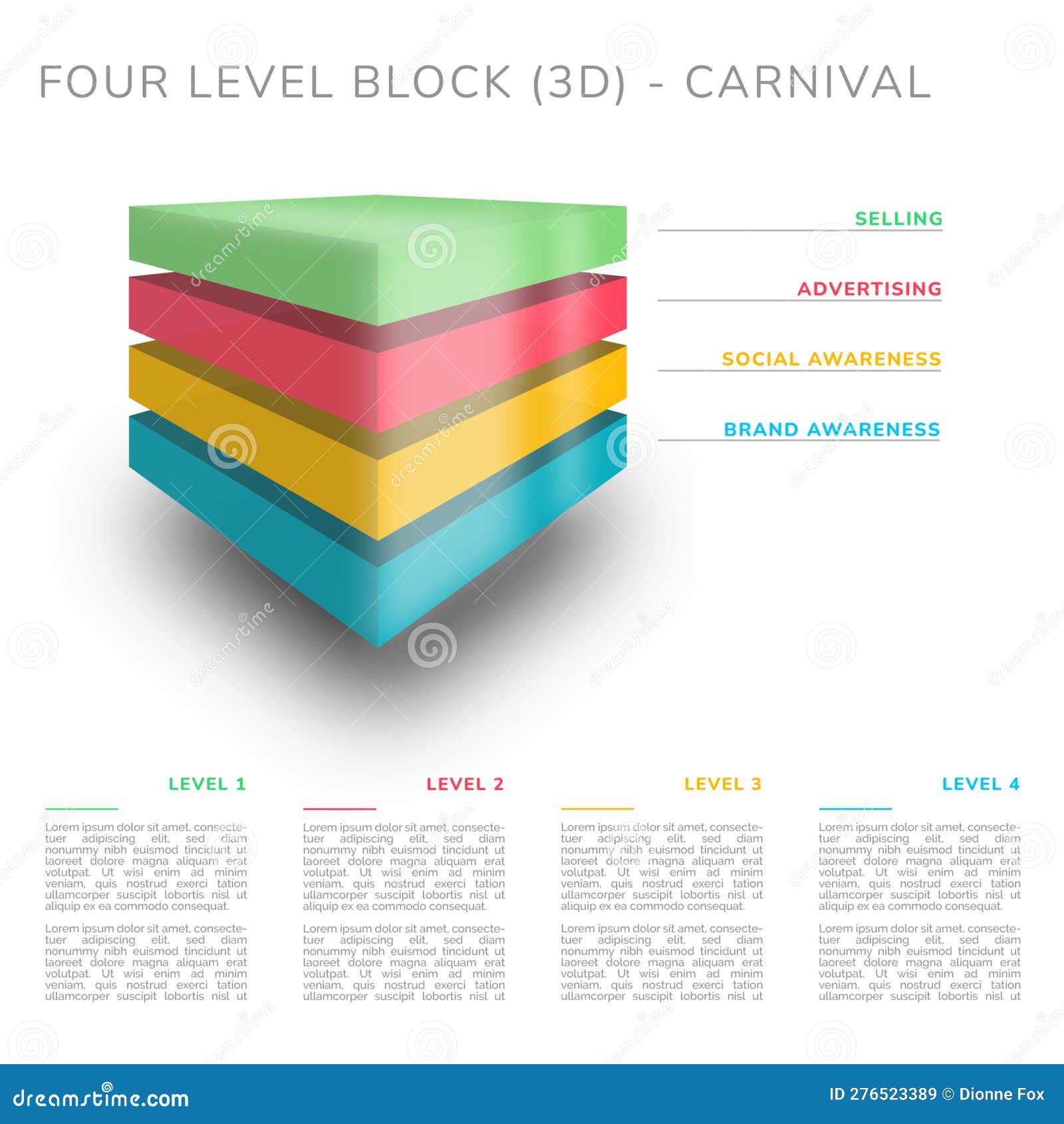 Four Level Block (3D) - Carnival Colors Stock Vector - Illustration of ...
