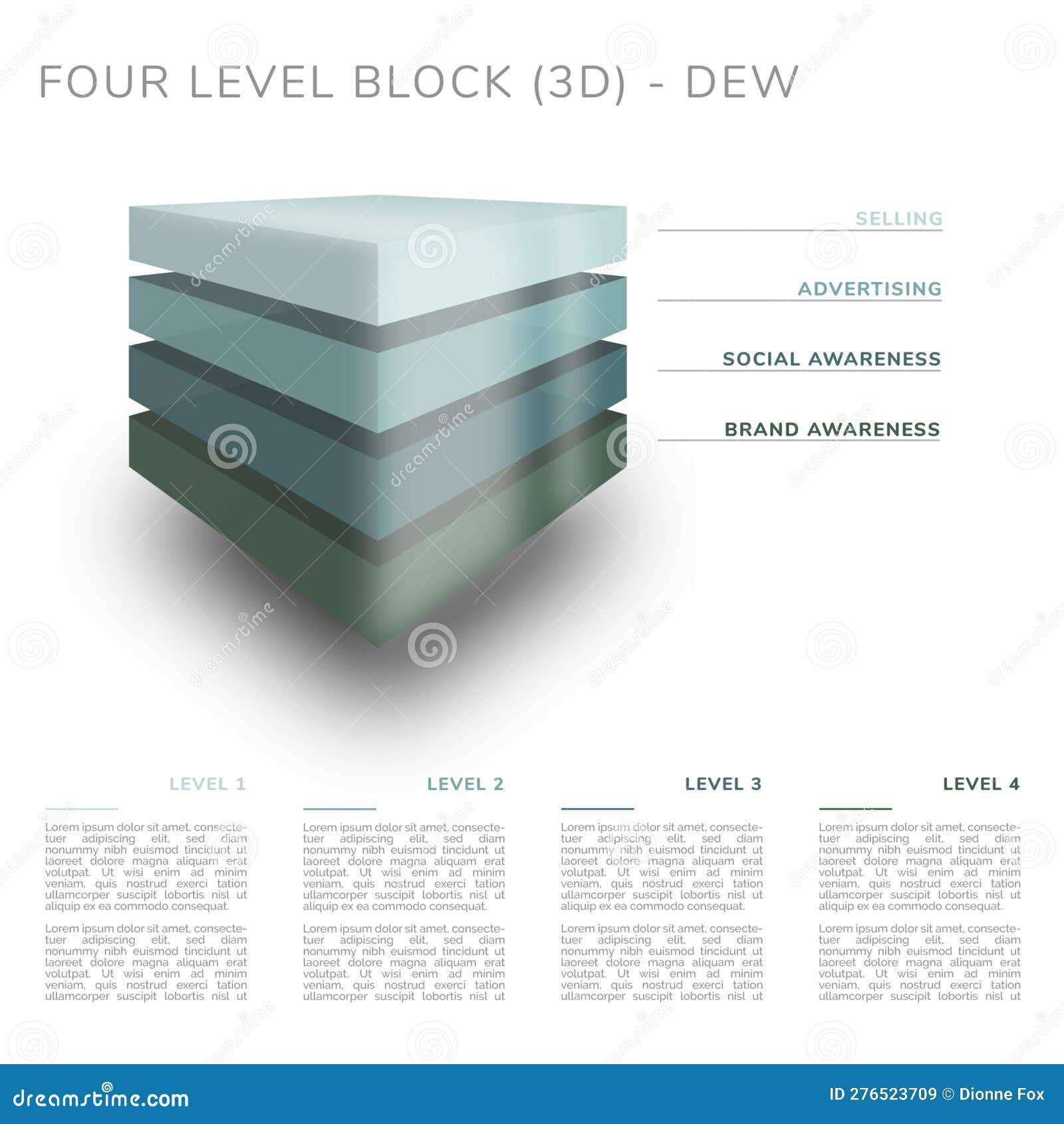 Four Level Block (3D) - Morning Dew Colors Stock Illustration ...