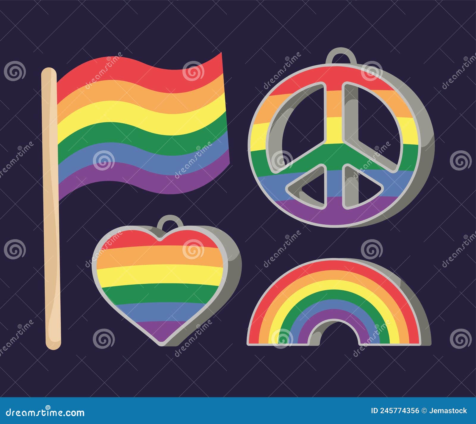 Four Lgbtiq Community Icons Stock Vector - Illustration of community ...