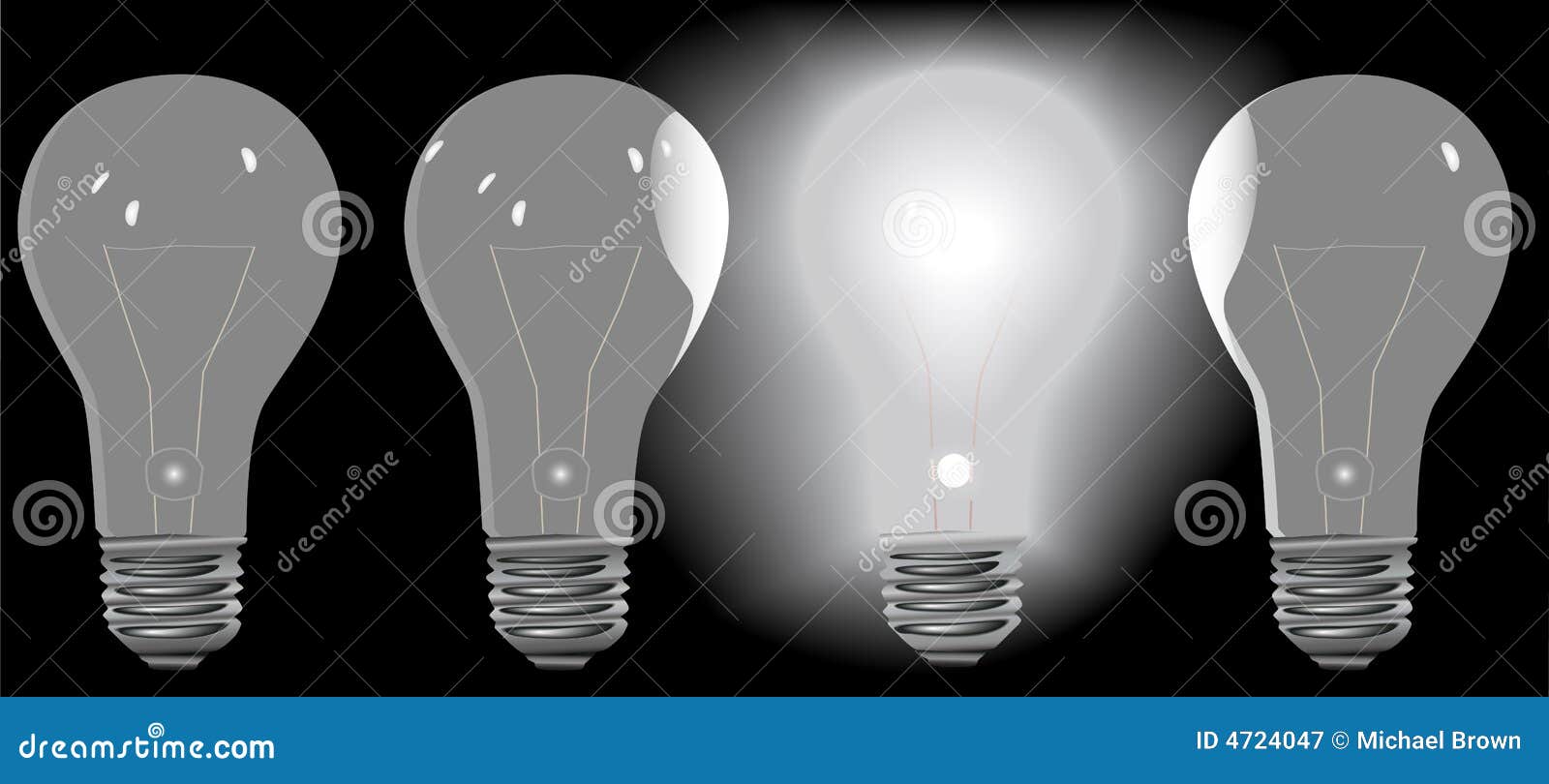 Four Light Bulbs in a Row 3 OFF 1 on Stock Vector - Illustration of ...