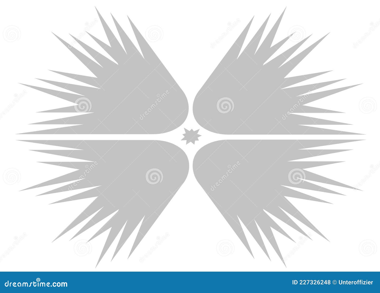 Four Light Grey Quarters of Spiky Pattern Graphics with a Small ...
