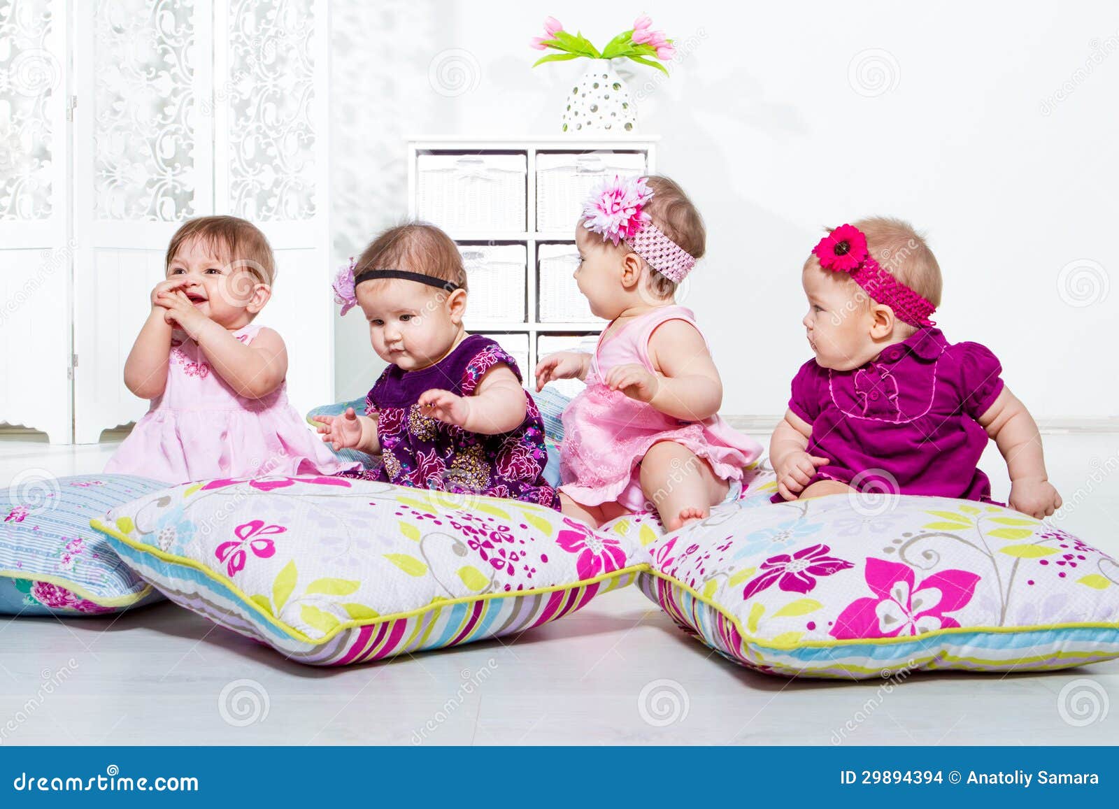 Four little girls group stock photo. Image of festive - 29894394