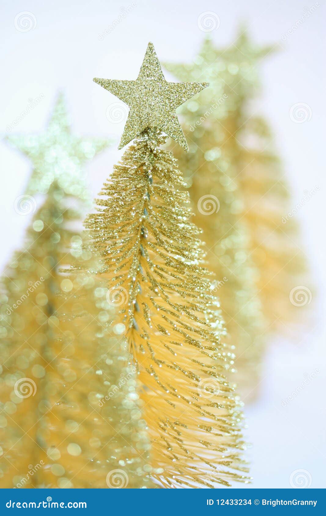 Four Little Gold Christmas Trees Stock Photo - Image of trees, xmas ...