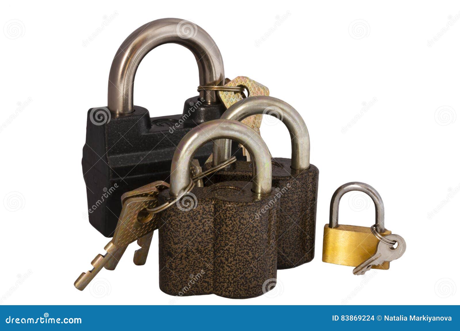 Four locks stock photo. Image of brilliant, lock, isolate - 83869224