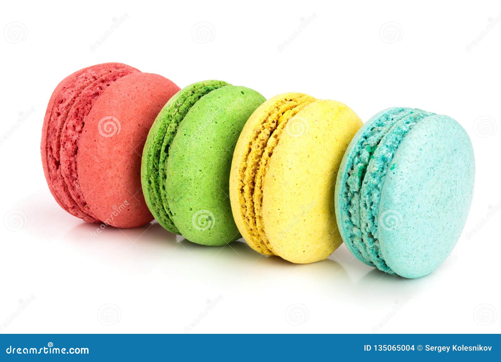 Four Macaroons Isolated on White Background Closeup Stock Photo - Image ...
