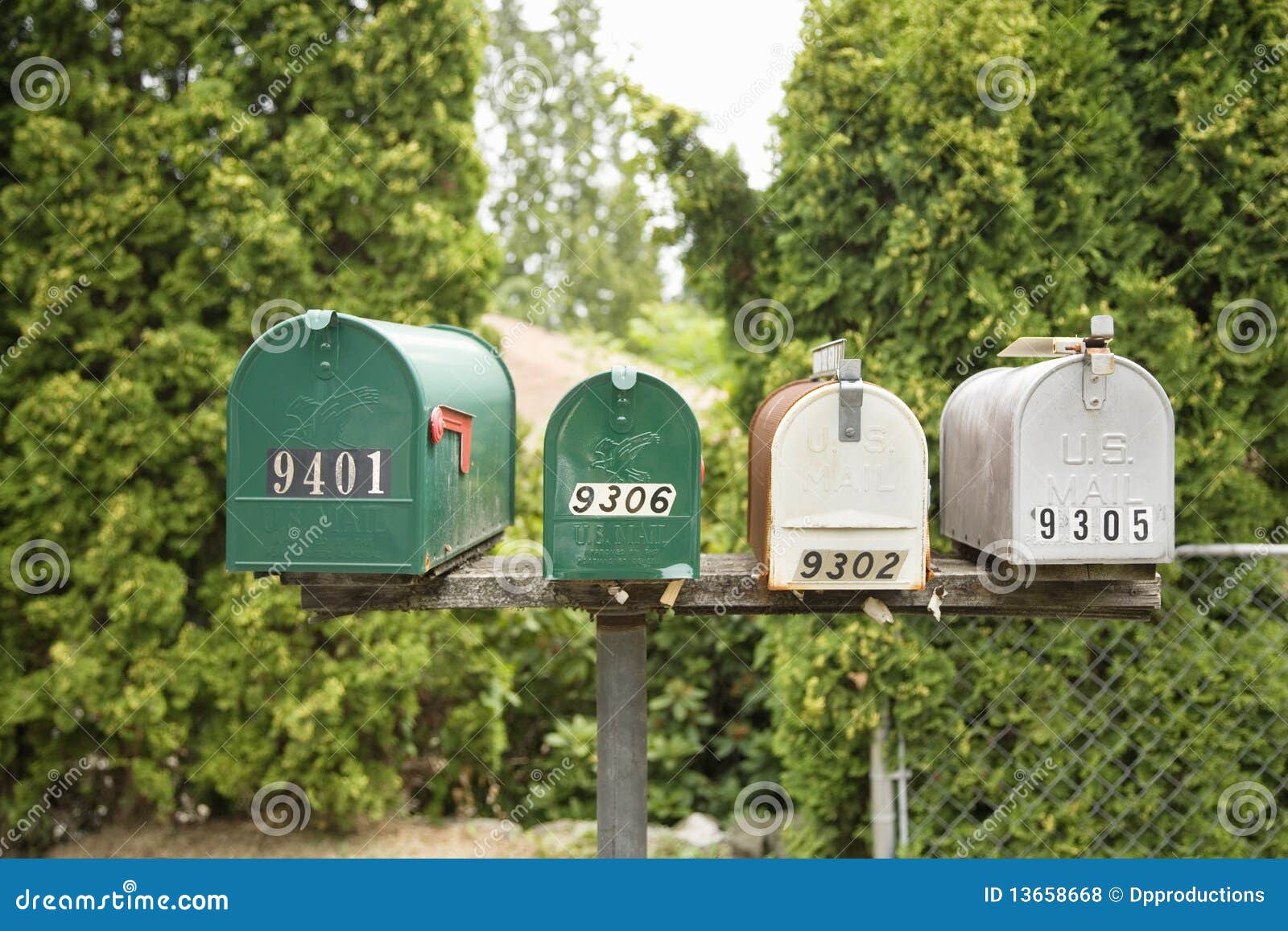 Four Mailboxes stock photo. Image of suburbs, boxes, outside - 13658668