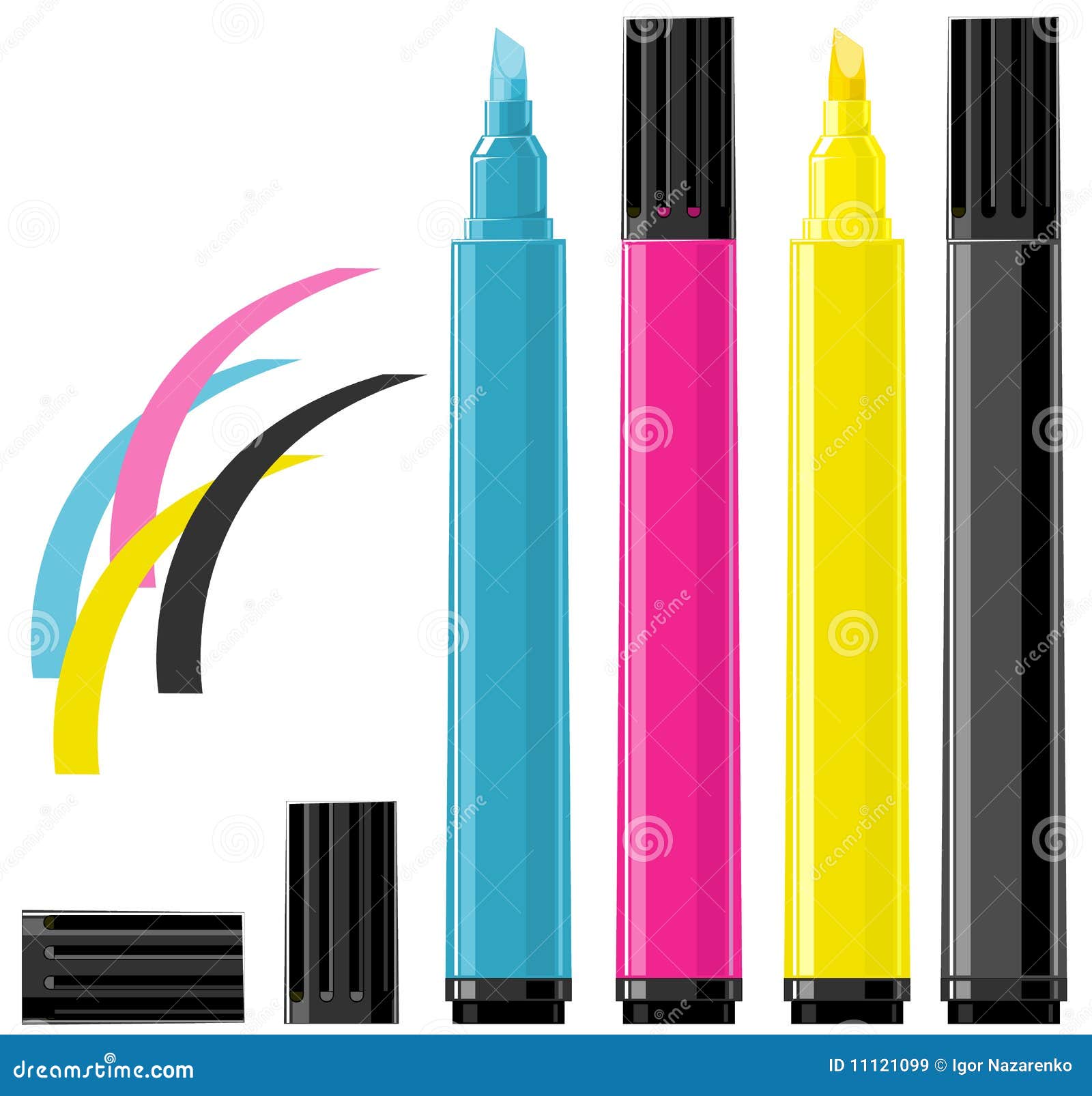 Four Markers - Cyan, Magenta, Yellow and Black Stock Vector ...