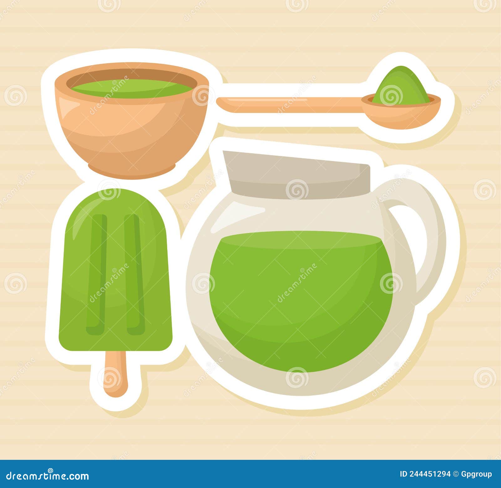 Four matcha items stock vector. Illustration of drink - 244451294