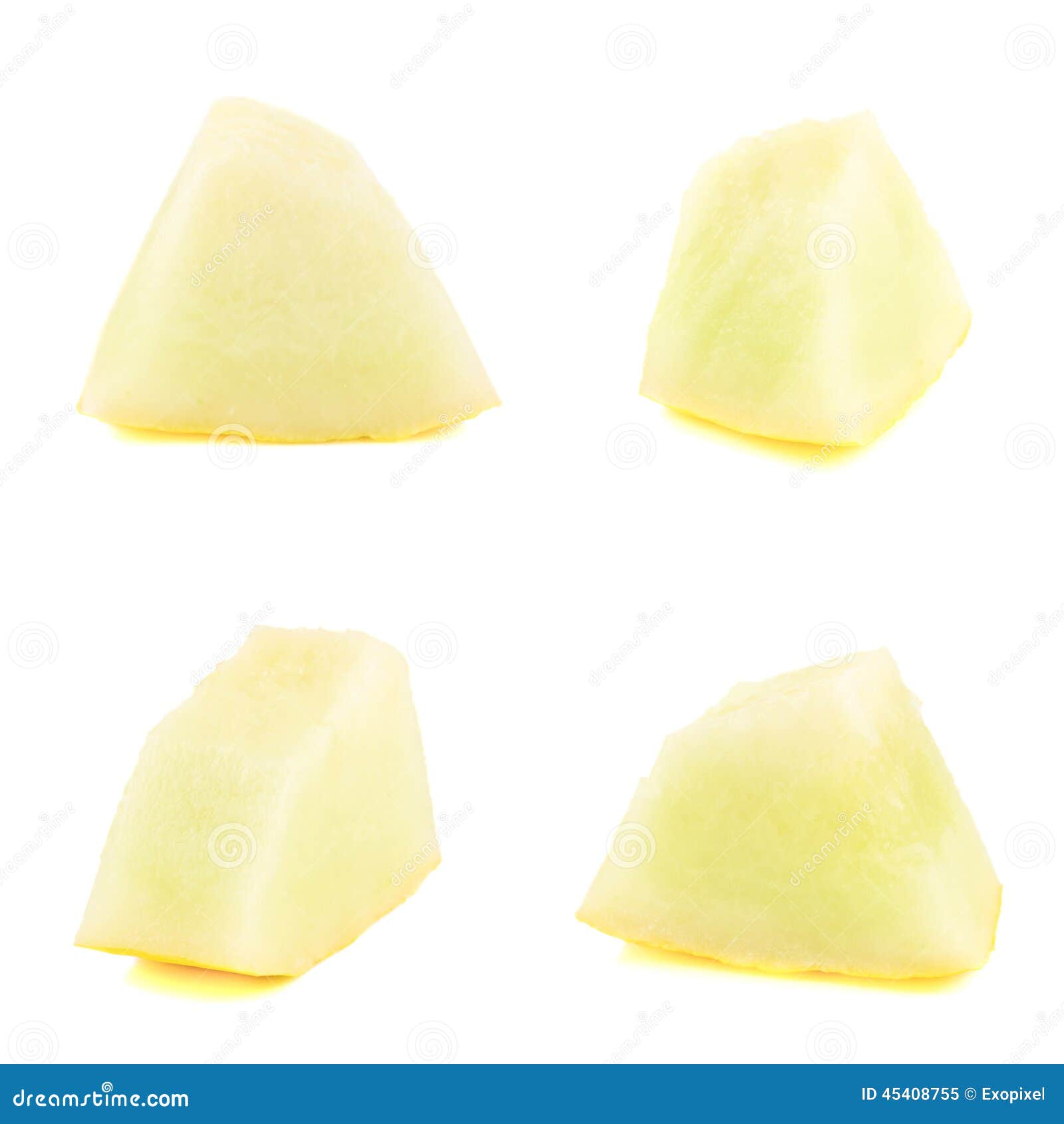 Four melon pieces isolated stock image. Image of meat - 45408755