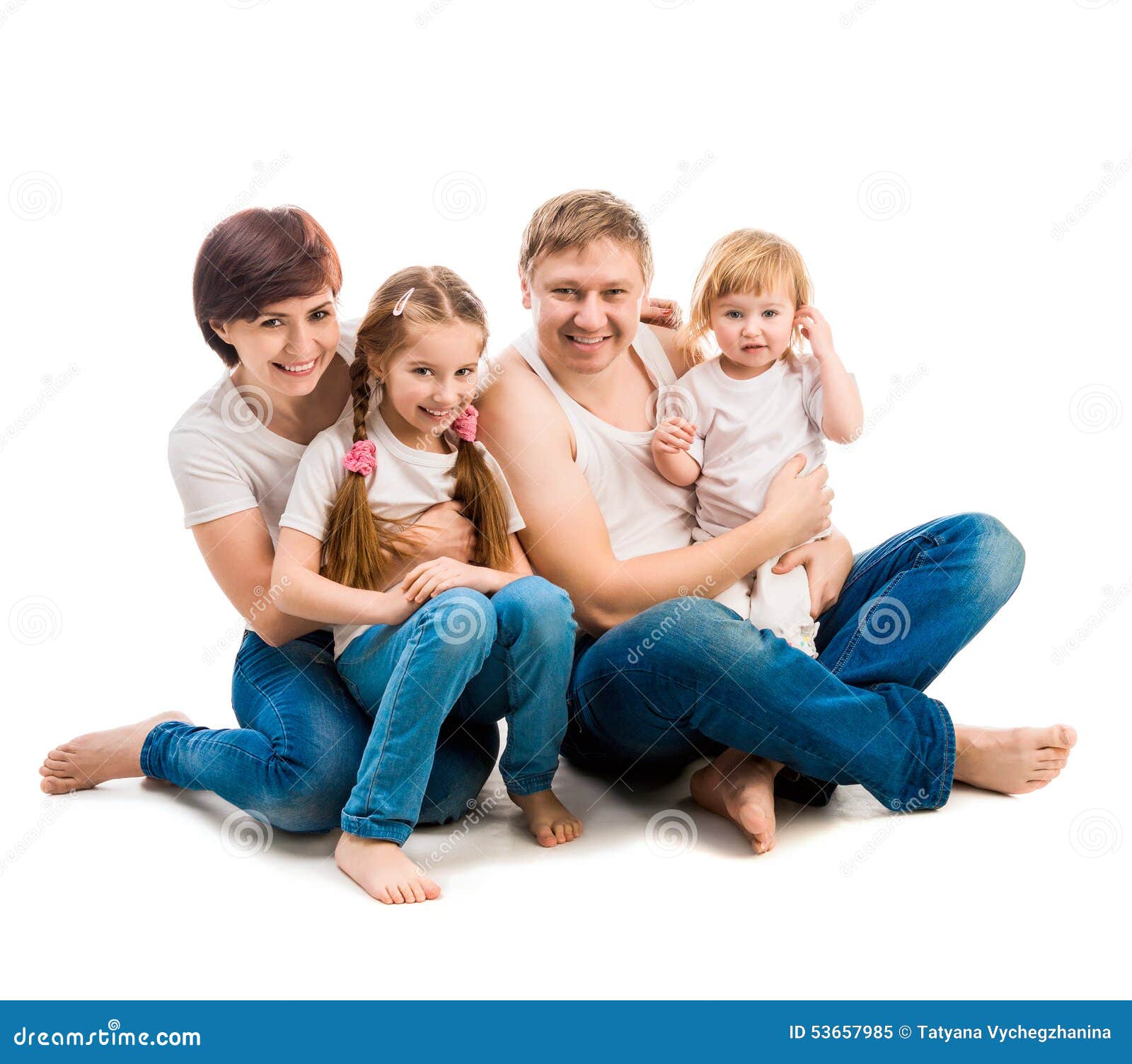 Four members family stock image. Image of female, adult - 53657985