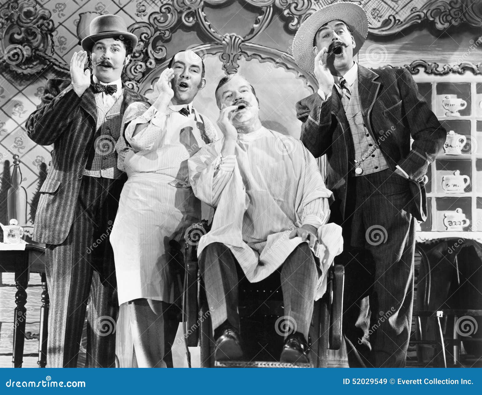 Four Men at a Barber Shop Singing Stock Image - Image of collaborating ...