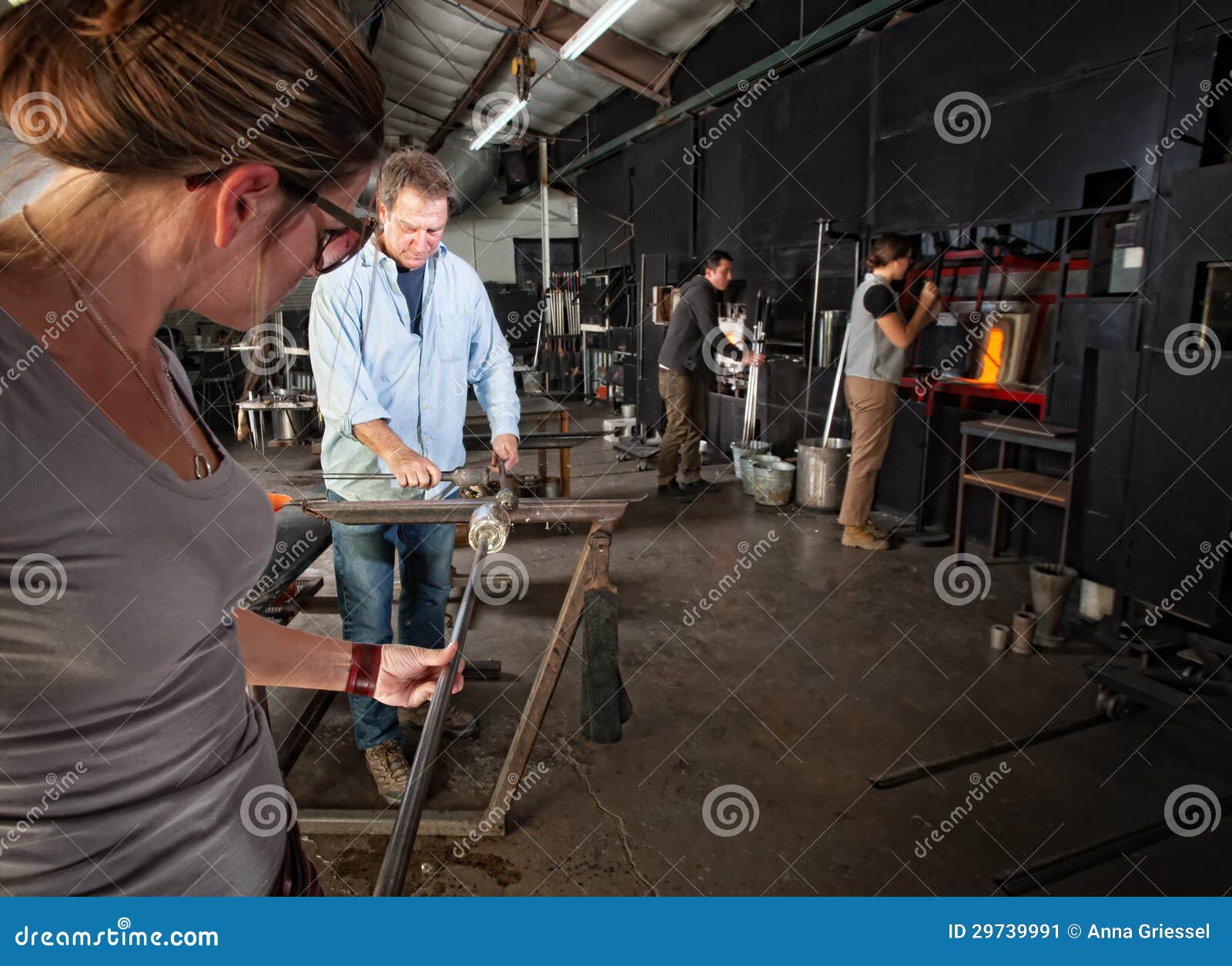 Workers Making Glass Objects Stock Image - Image of teamwork ...