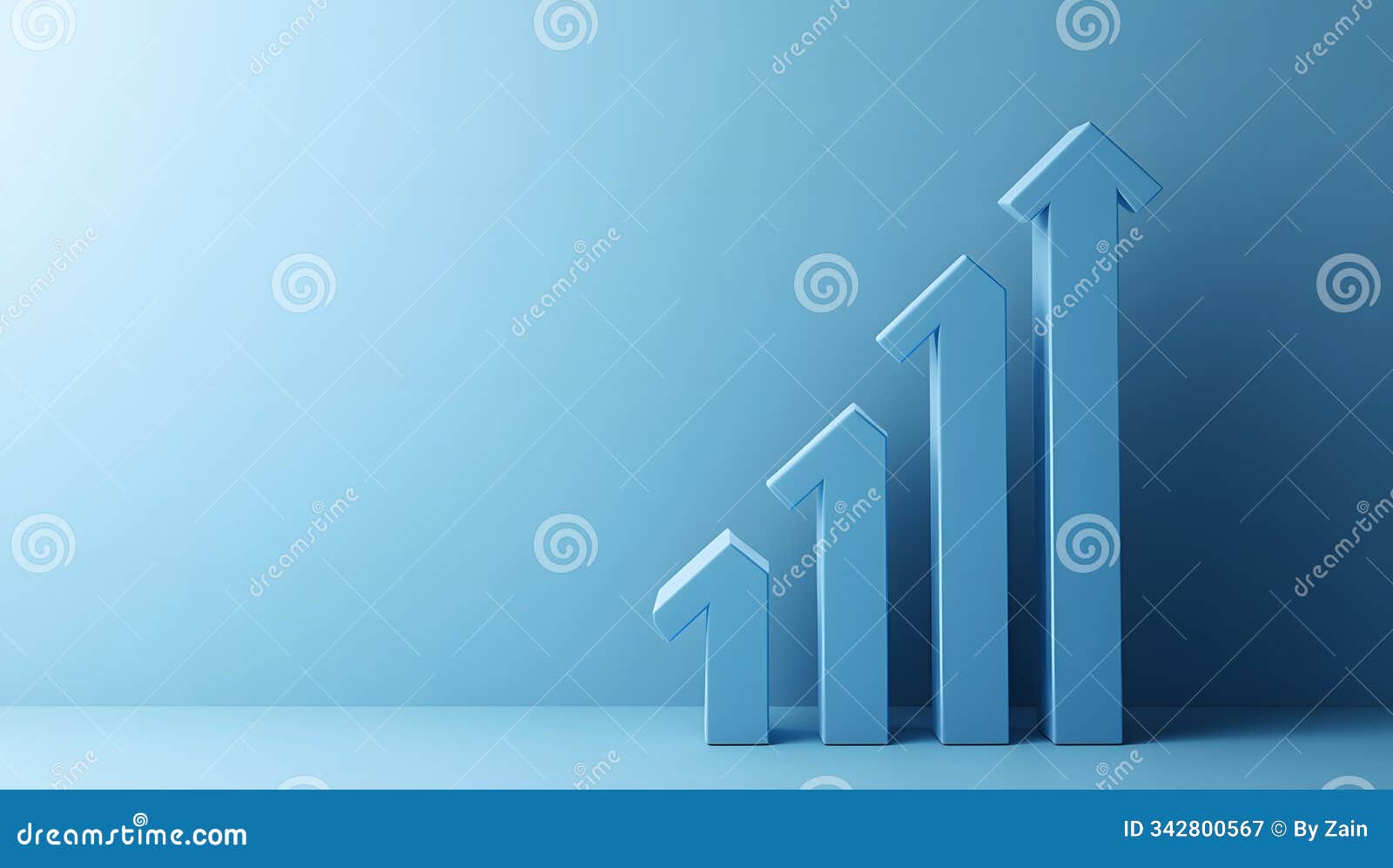 Four Metallic Arrows Pointing Upward on Gradient Blue Background ...
