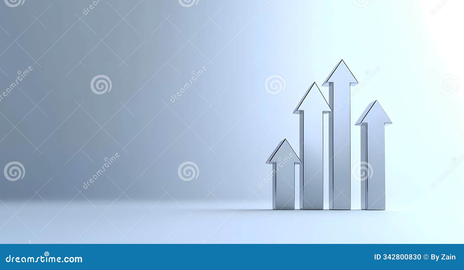 Four Metallic Arrows Pointing Upward on Gradient Blue Background ...