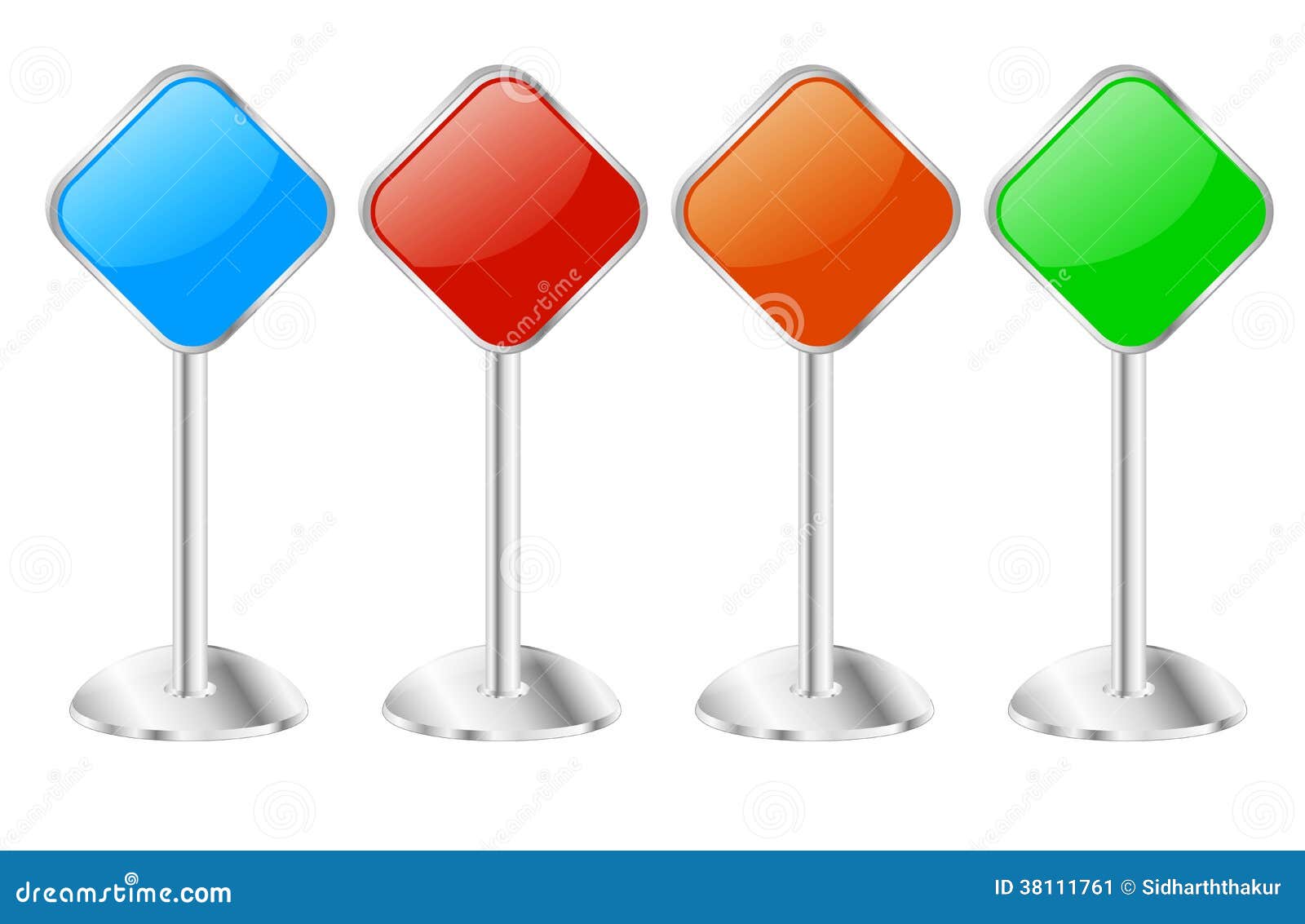 Four Metallic Pedestal Sign Message Boards Stock Illustration ...