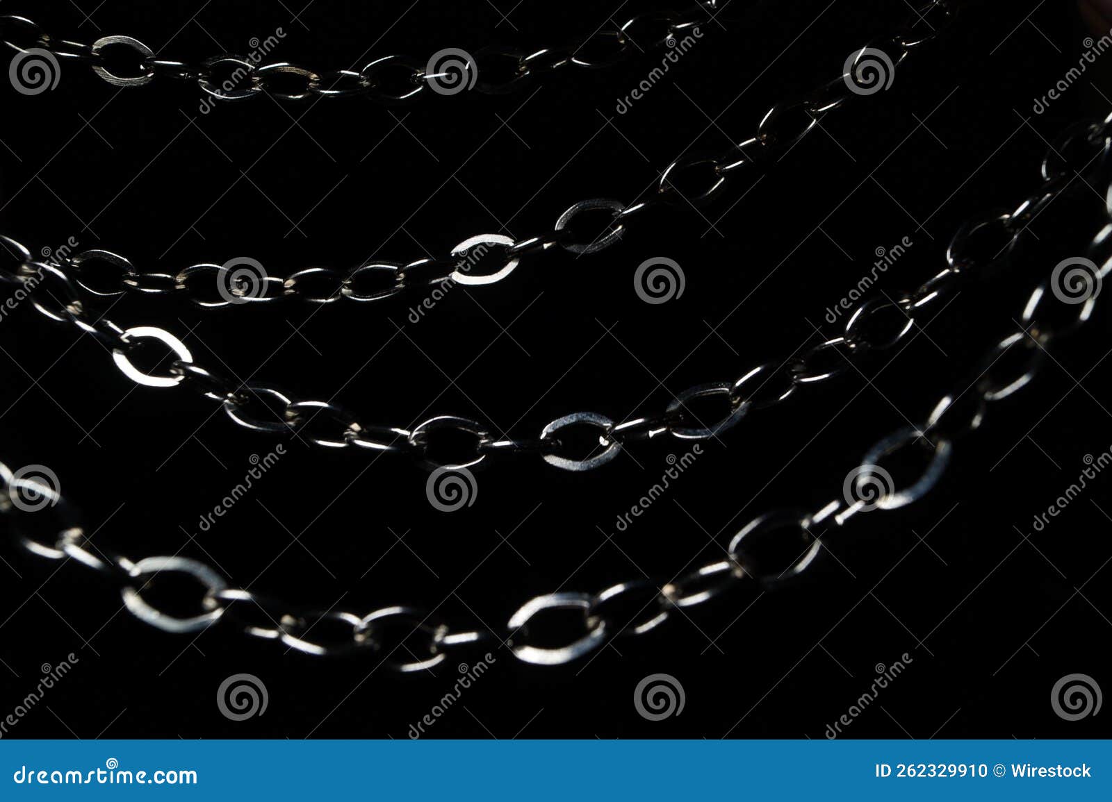 Metallic Silver Chains Isolated on a Black Background Stock Photo ...