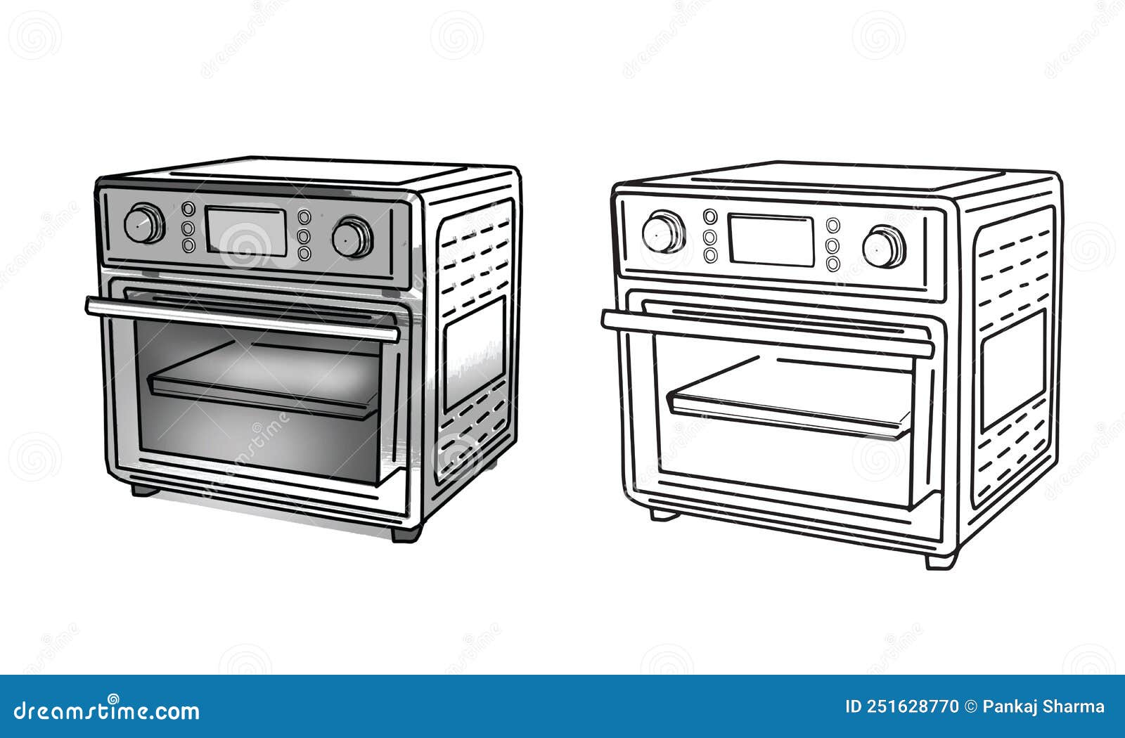 Four Micro-ondes Ligne Vectorielle Illustration Du Four Micro-ondes ...