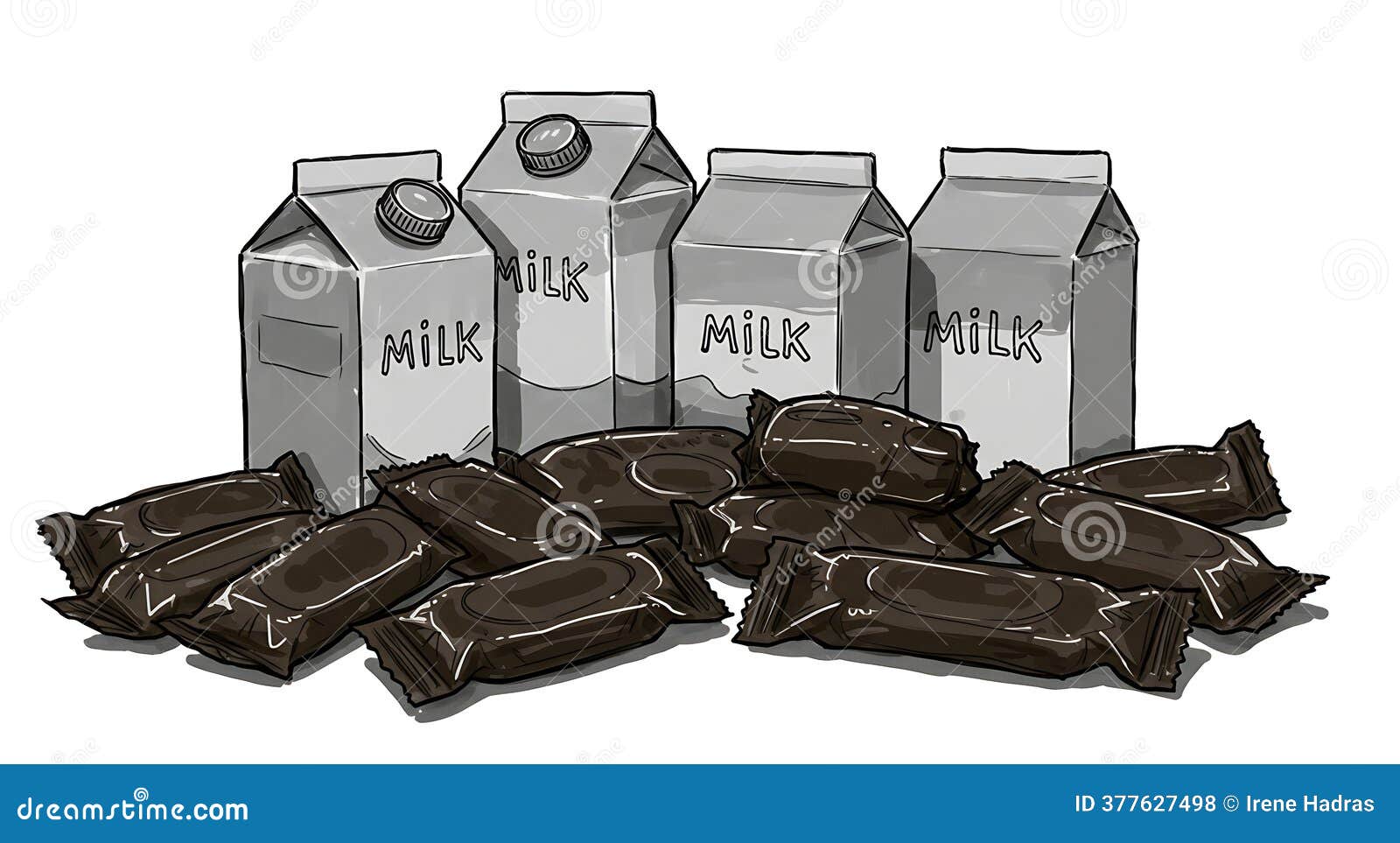 Set Of Six Cartons Of Milk.Fresh Milk,strawberry Milk, Chocolate Milk ...