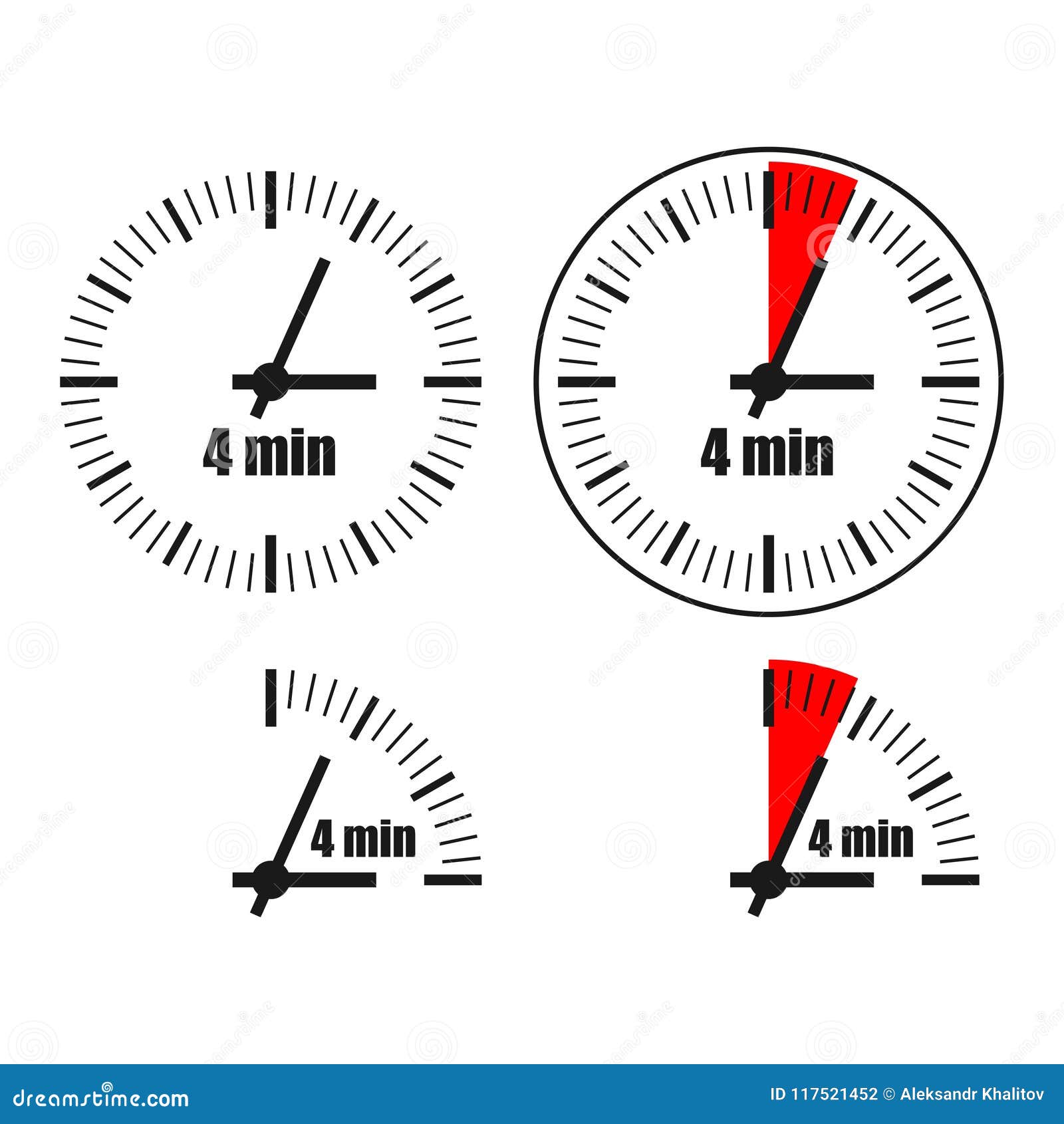Four Minutes Clock on White Background. Stock Illustration ...