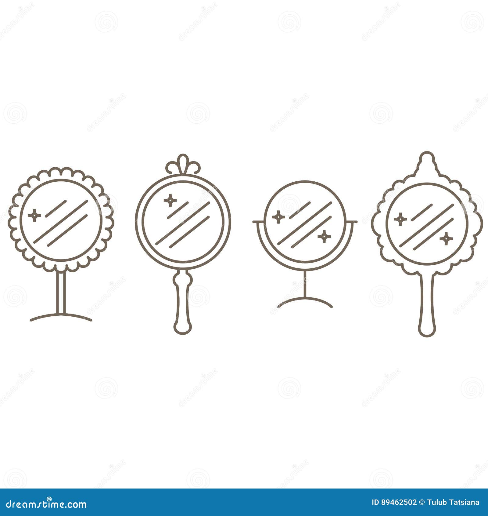 Four Mirrors in the Style of the Outline. Stock Vector - Illustration ...