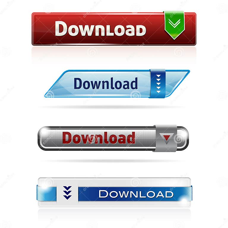 Four Modern DOWNLOAD Buttons Stock Vector - Illustration of design ...