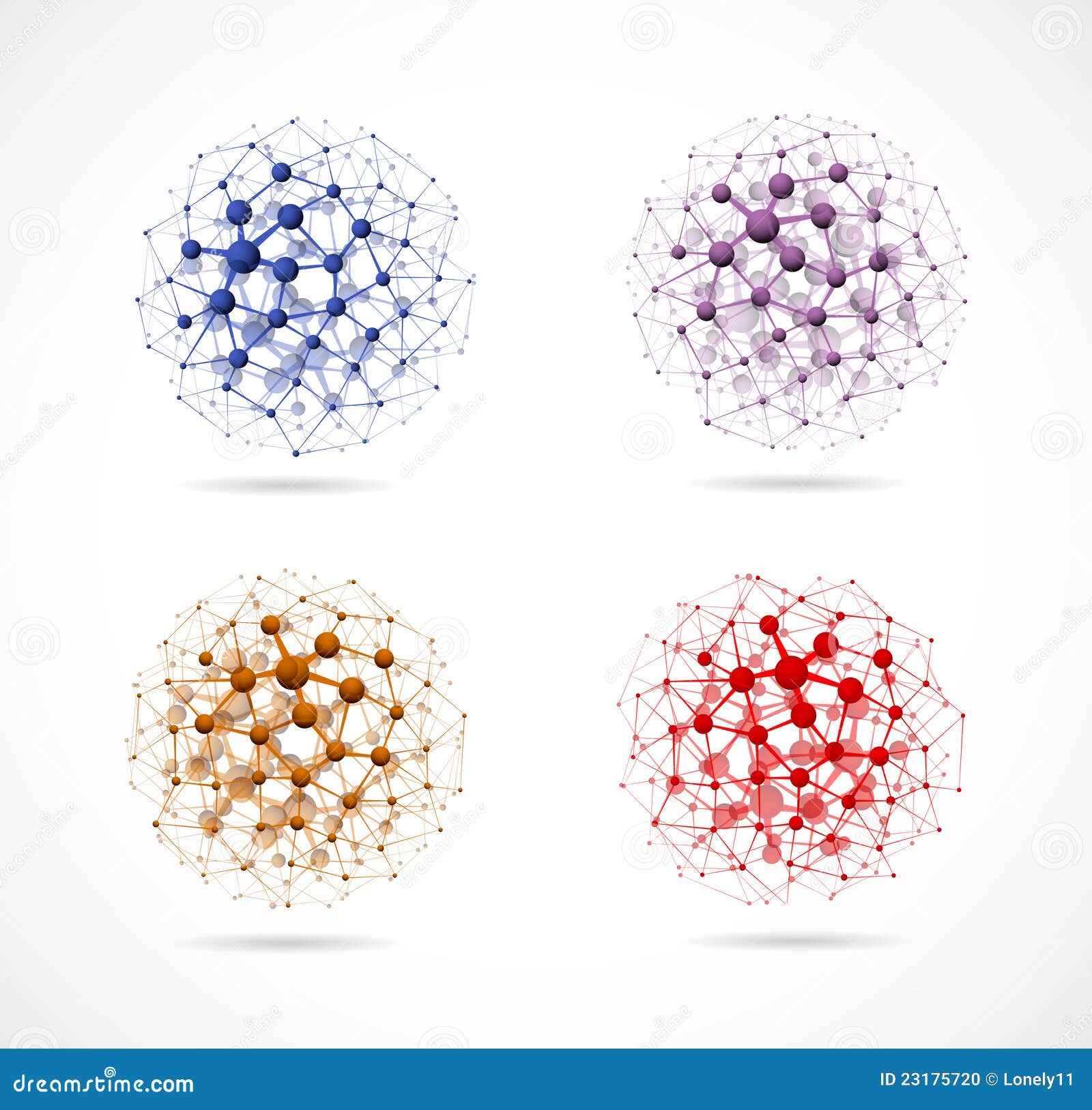 Four molecular spheres stock vector. Illustration of energy - 23175720