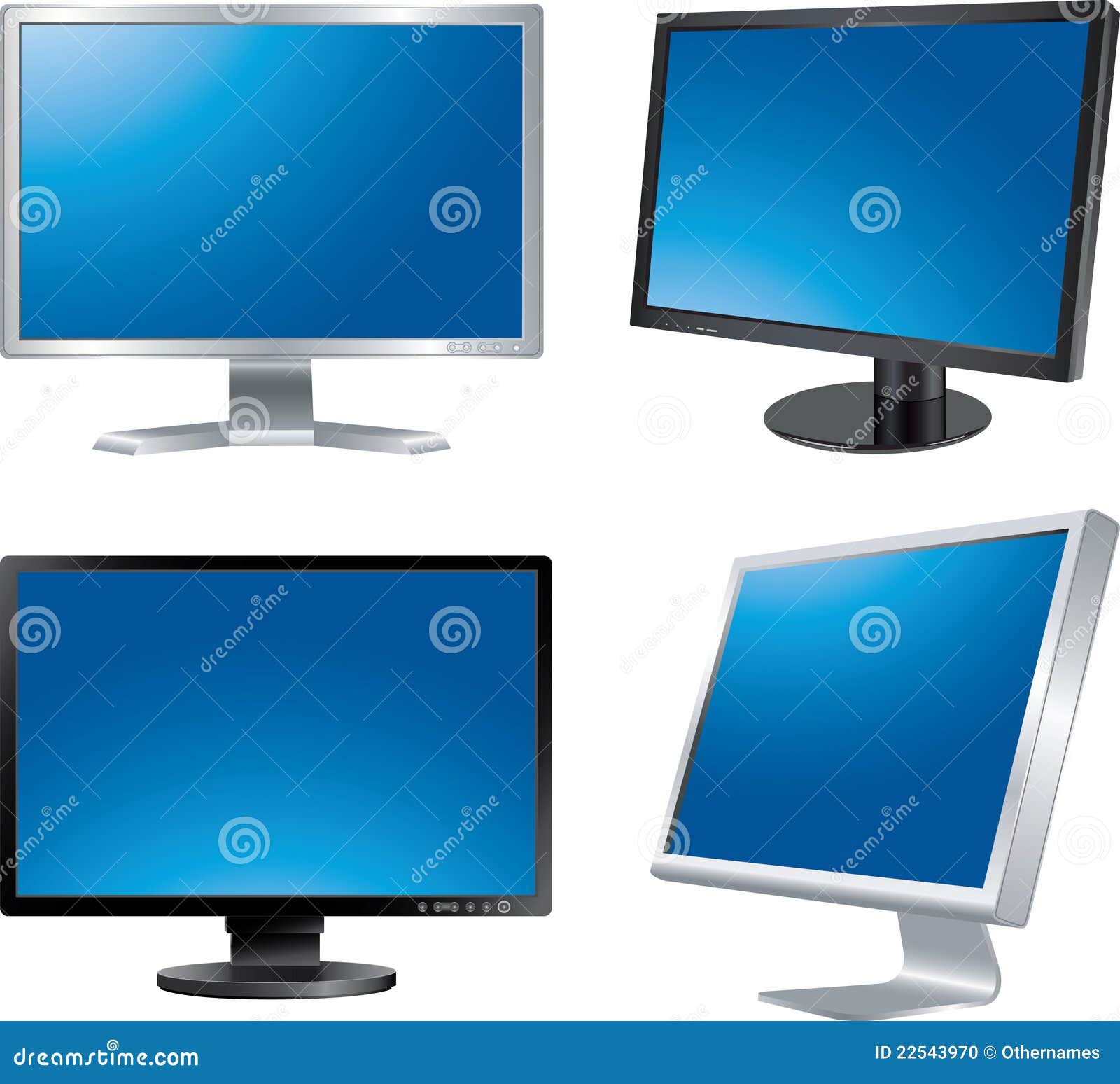 Four monitors. stock vector. Illustration of futuristic - 22543970