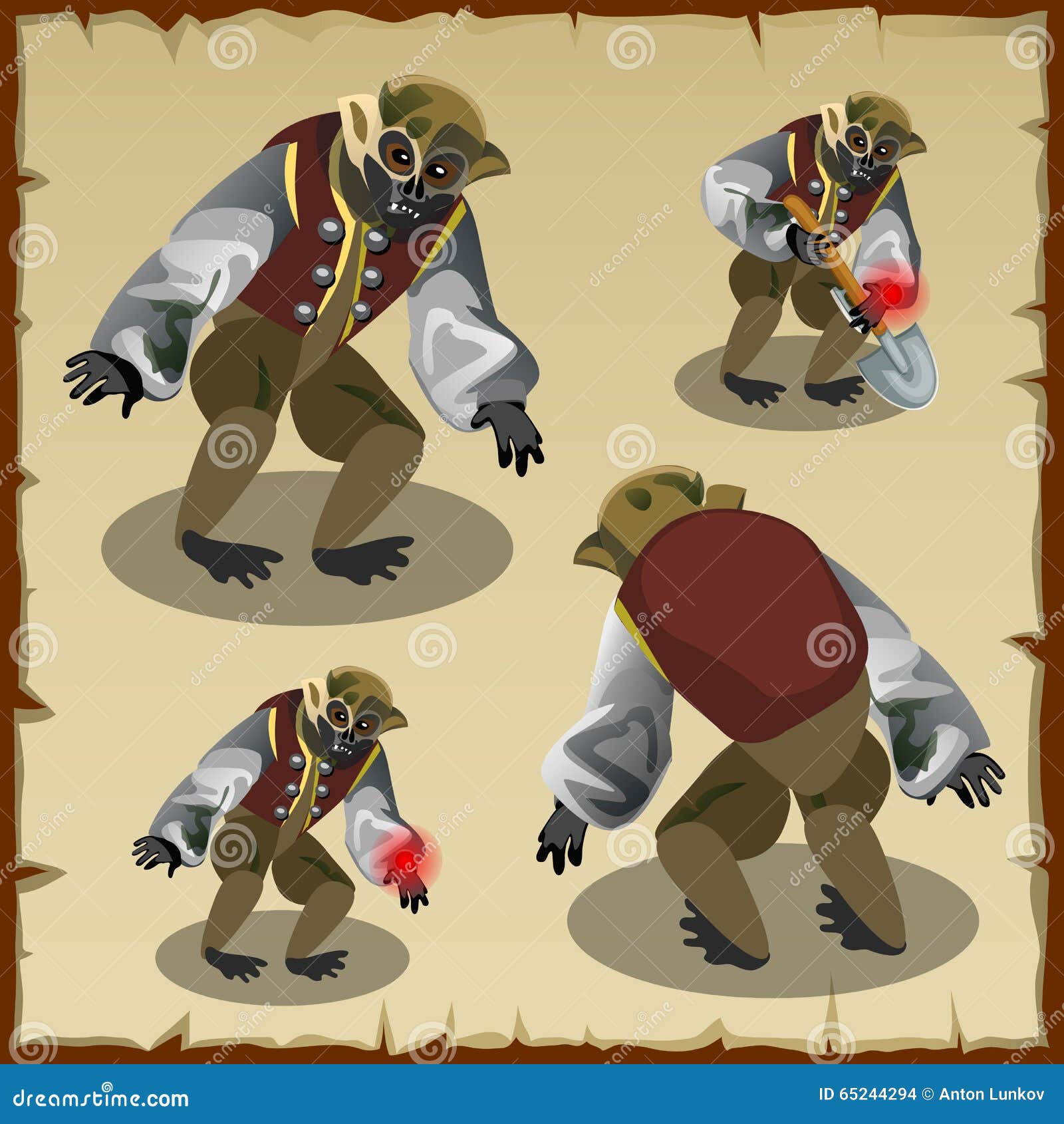 Four Monkey Monster Costumes Stock Vector - Illustration of aggression ...