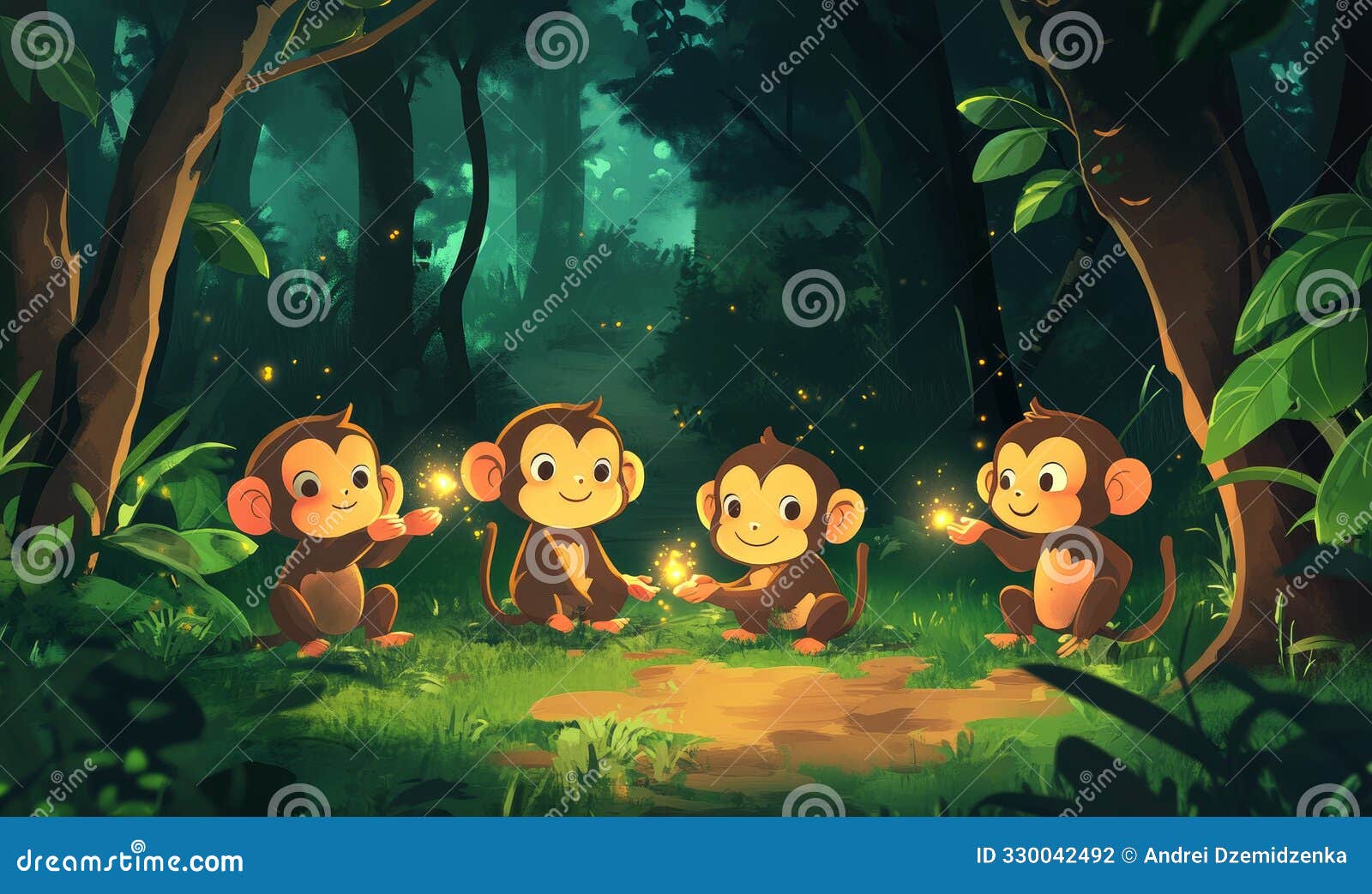 Four Monkeys On The Wall Stock Image | CartoonDealer.com #83349577