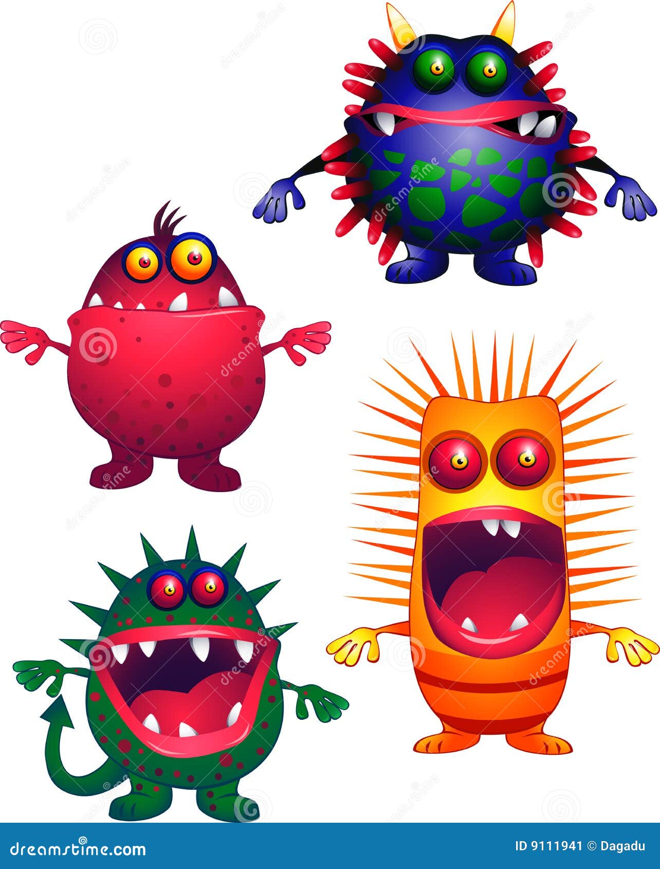 Four monster stock vector. Illustration of color, small - 9111941
