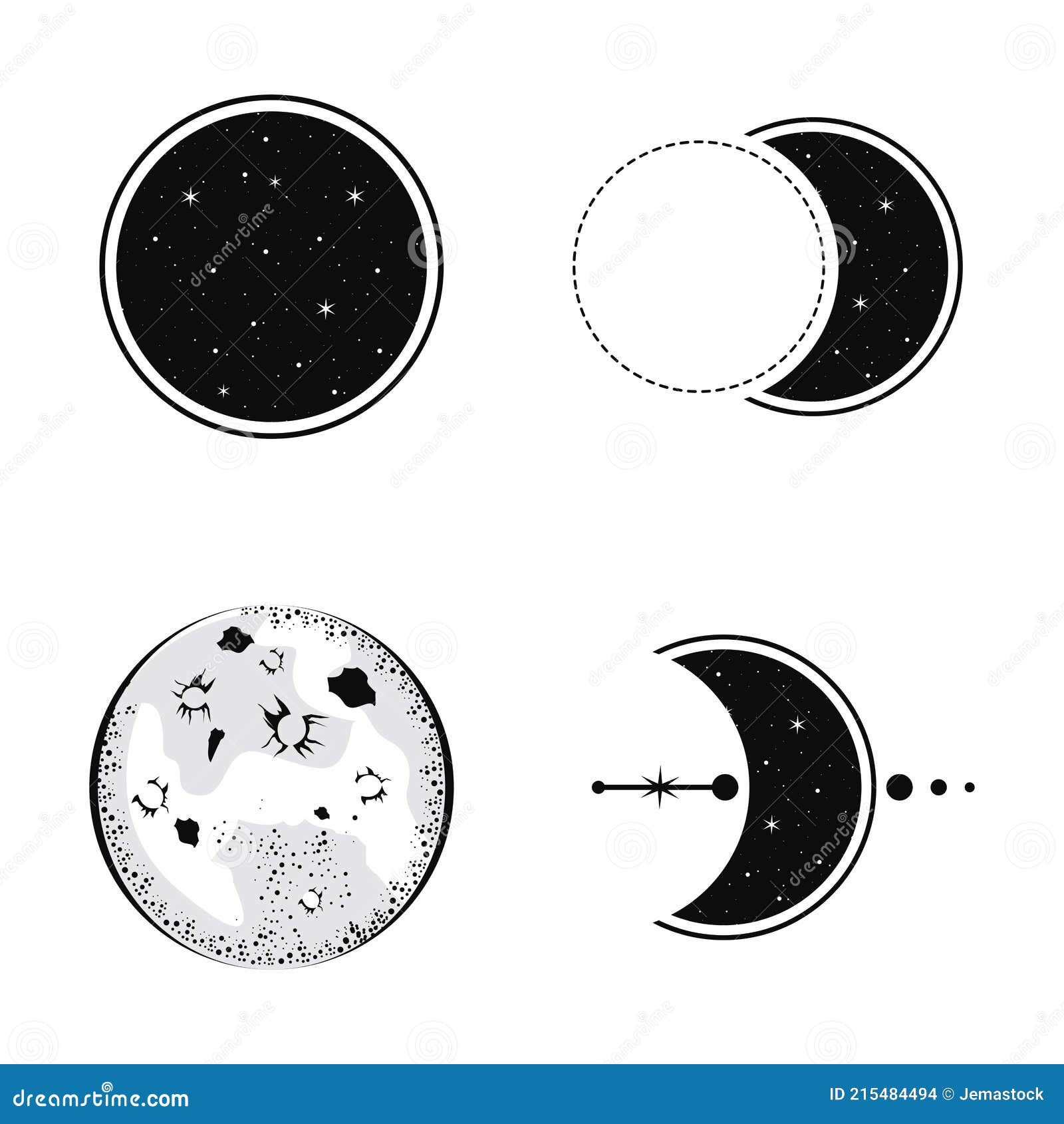 Four moons phases stock vector. Illustration of number - 215484494