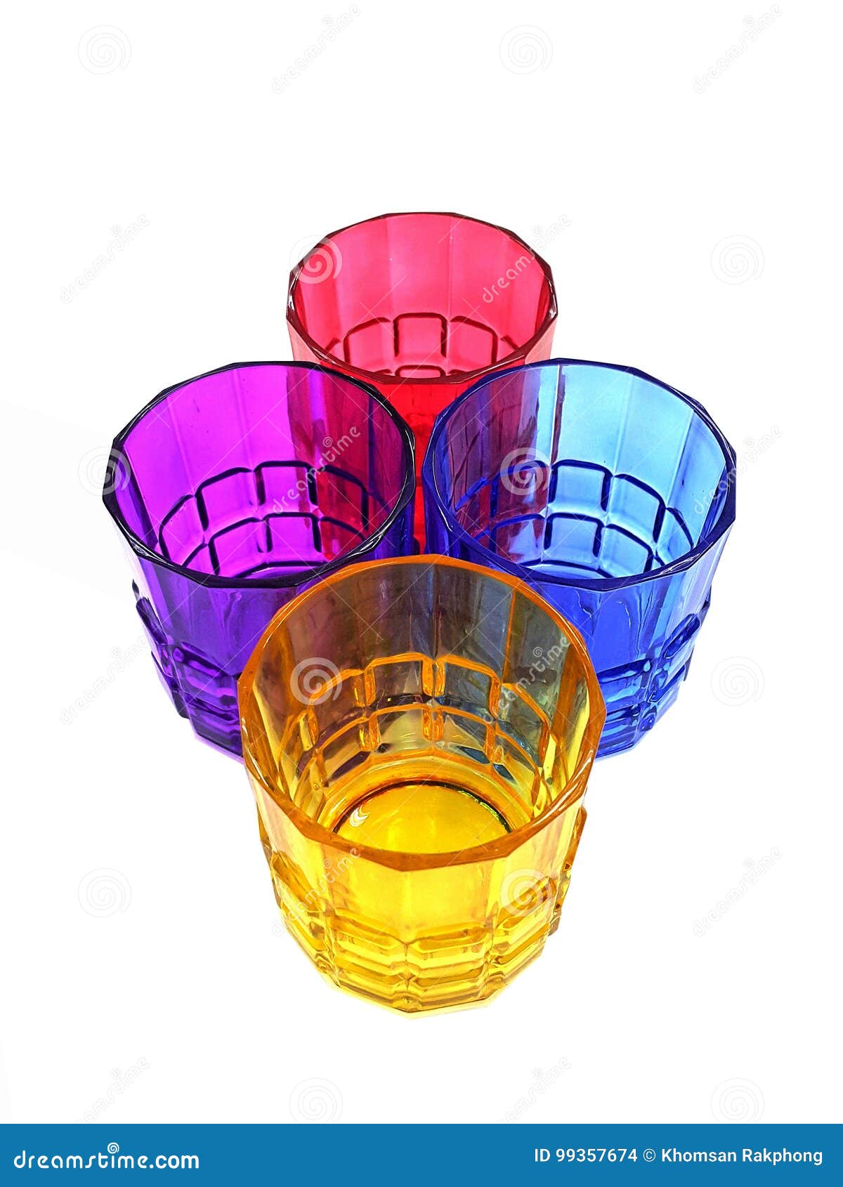 Four Multi-colored Glasses Isolated Stock Photo - Image of four ...